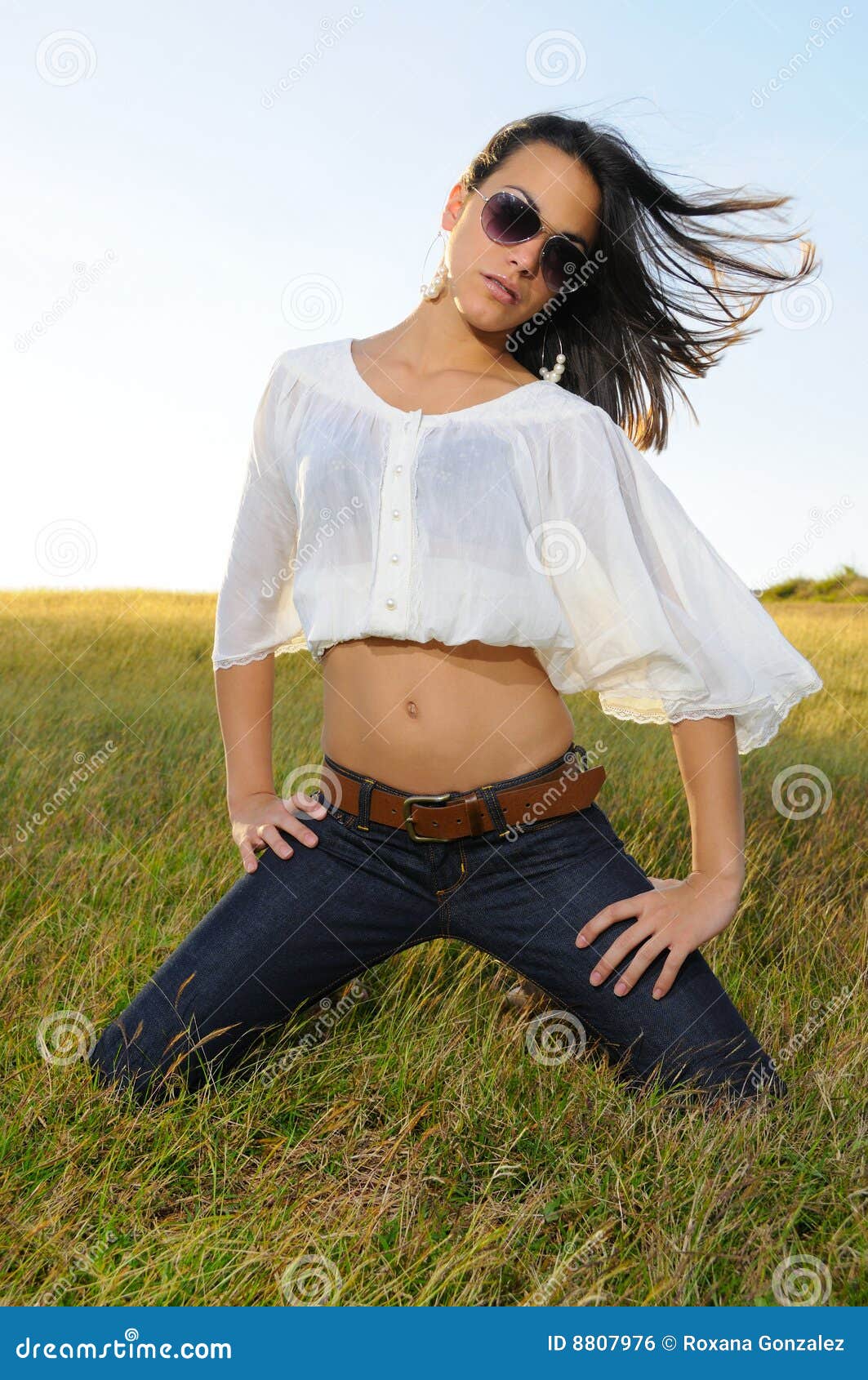 Fashion model on the grass stock photo. Image of natural - 8807976