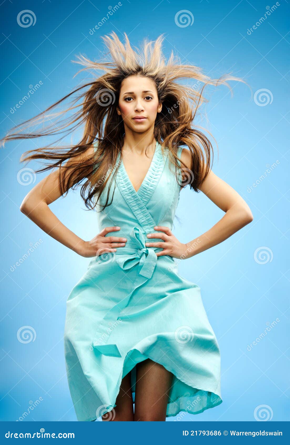 Fashion Model with Hair Flying Stock Photo - Image of mixed, studio ...