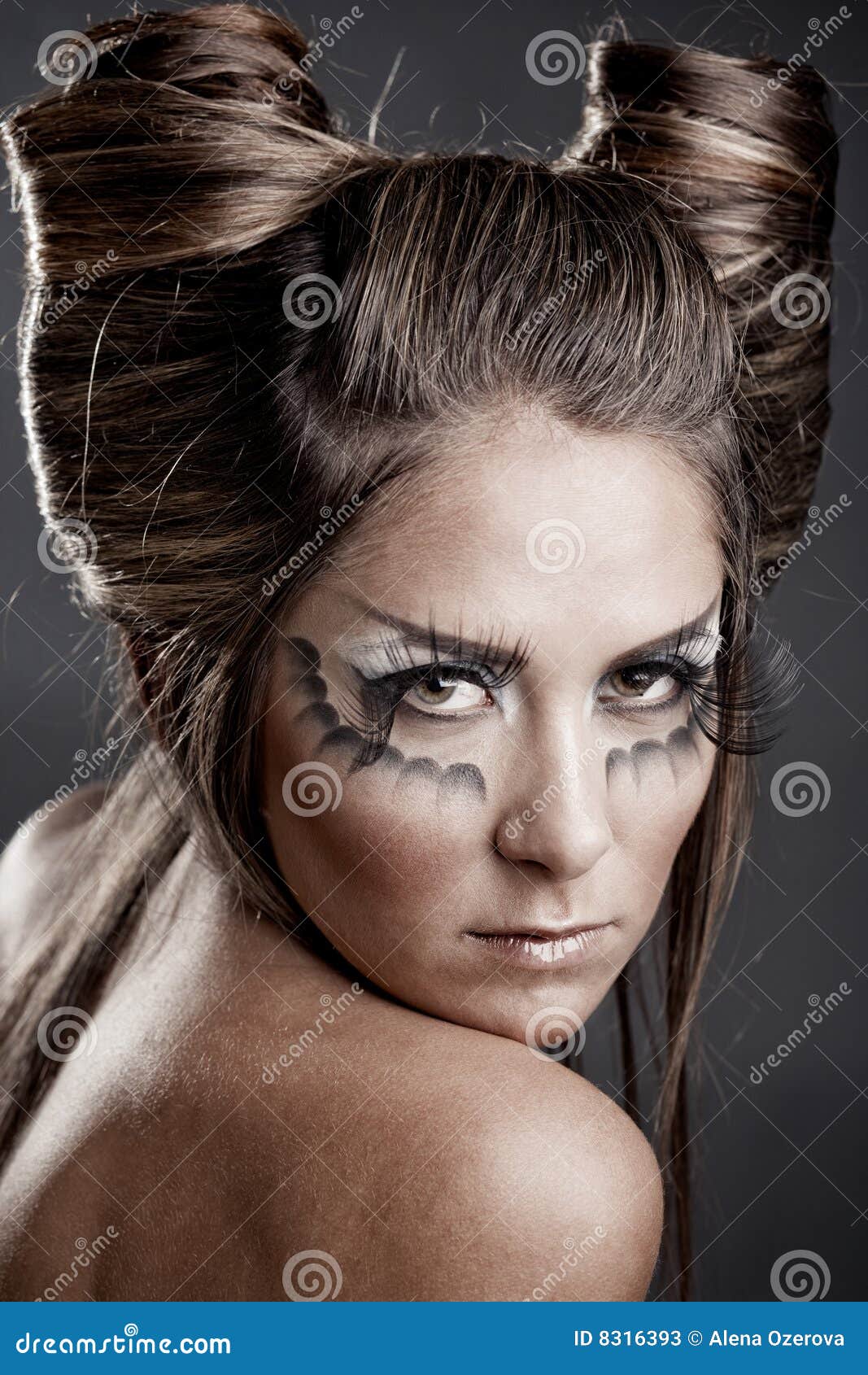 Fashion Model with Halloween Makeup and Hairstyle Stock Image - Image ...
