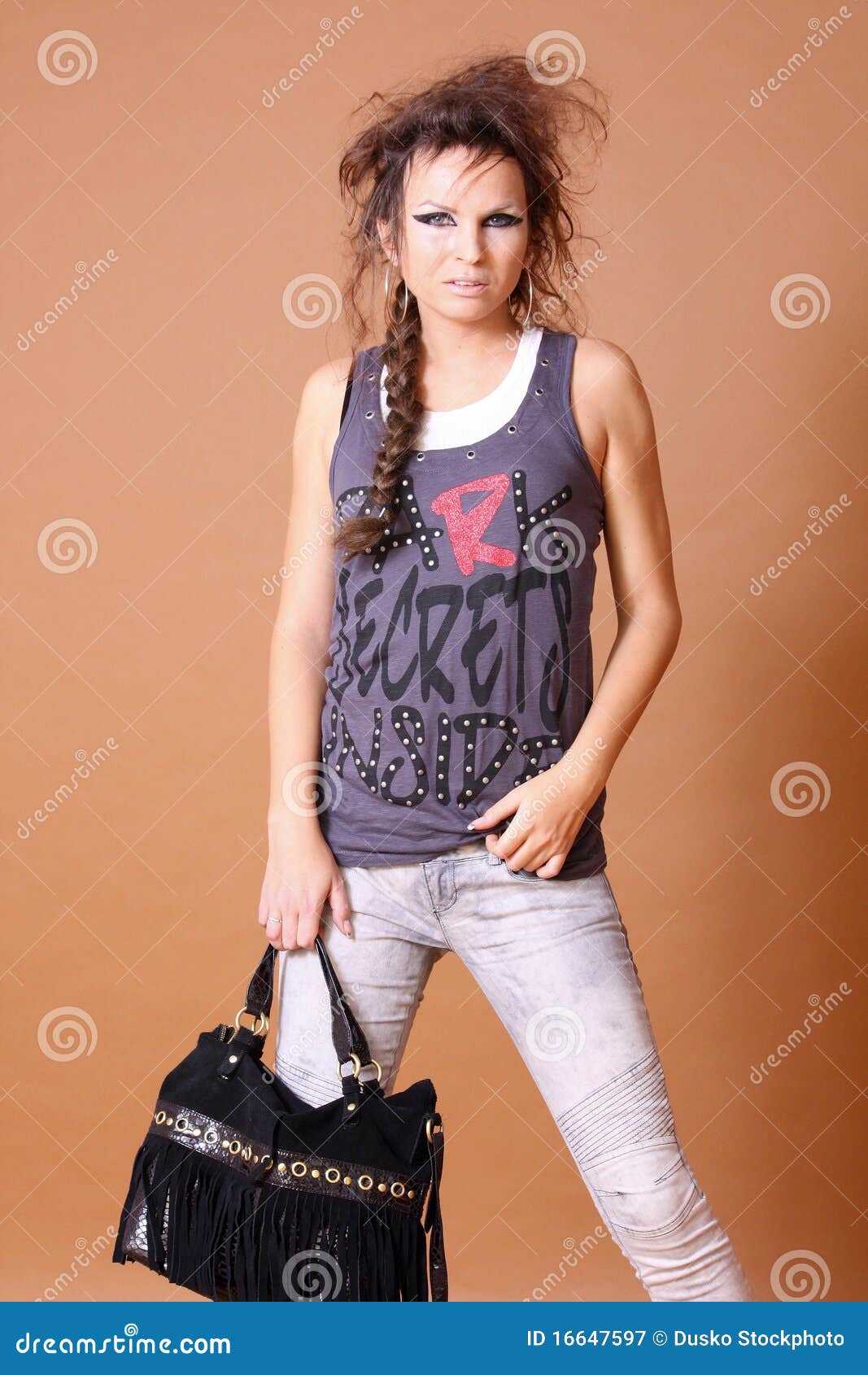 Fashion model with handbag stock image. Image of isolated - 16647597
