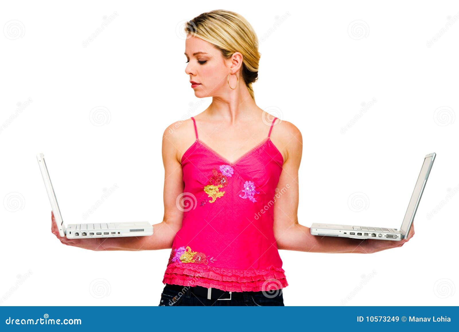 Fashion Model Holding Laptop Stock Image - Image of communication ...