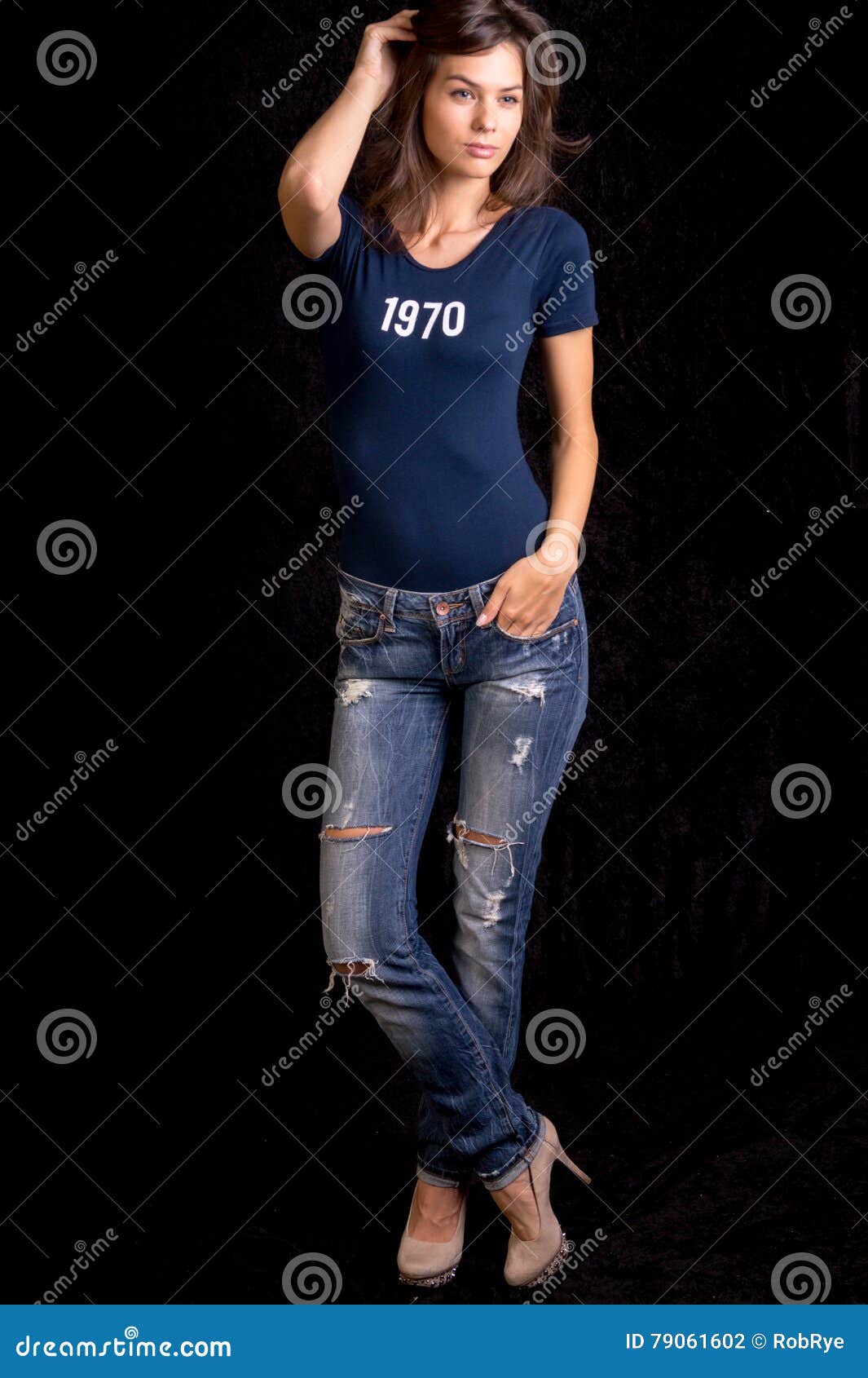 Fashion Model Isolated on Black Stock Photo - Image of studio, cute ...