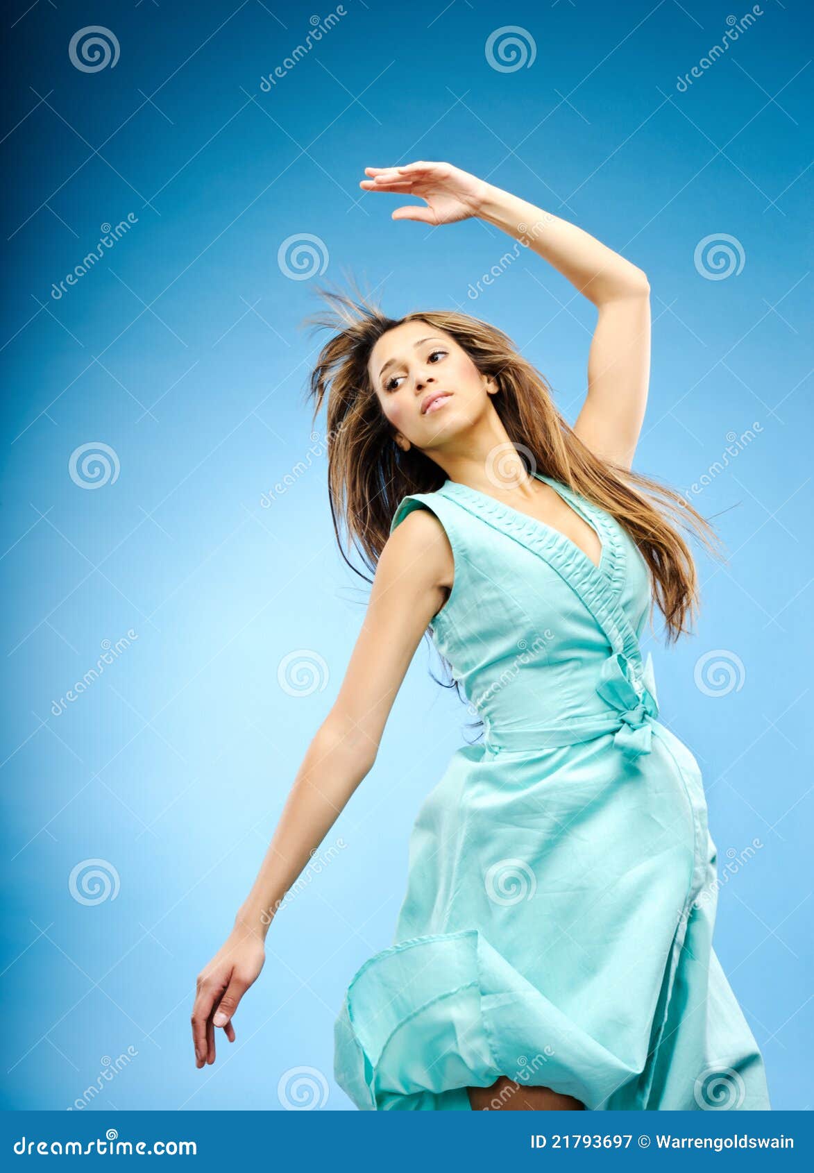 Fashion Model Jumps with Arm Up Stock Image - Image of movemant ...