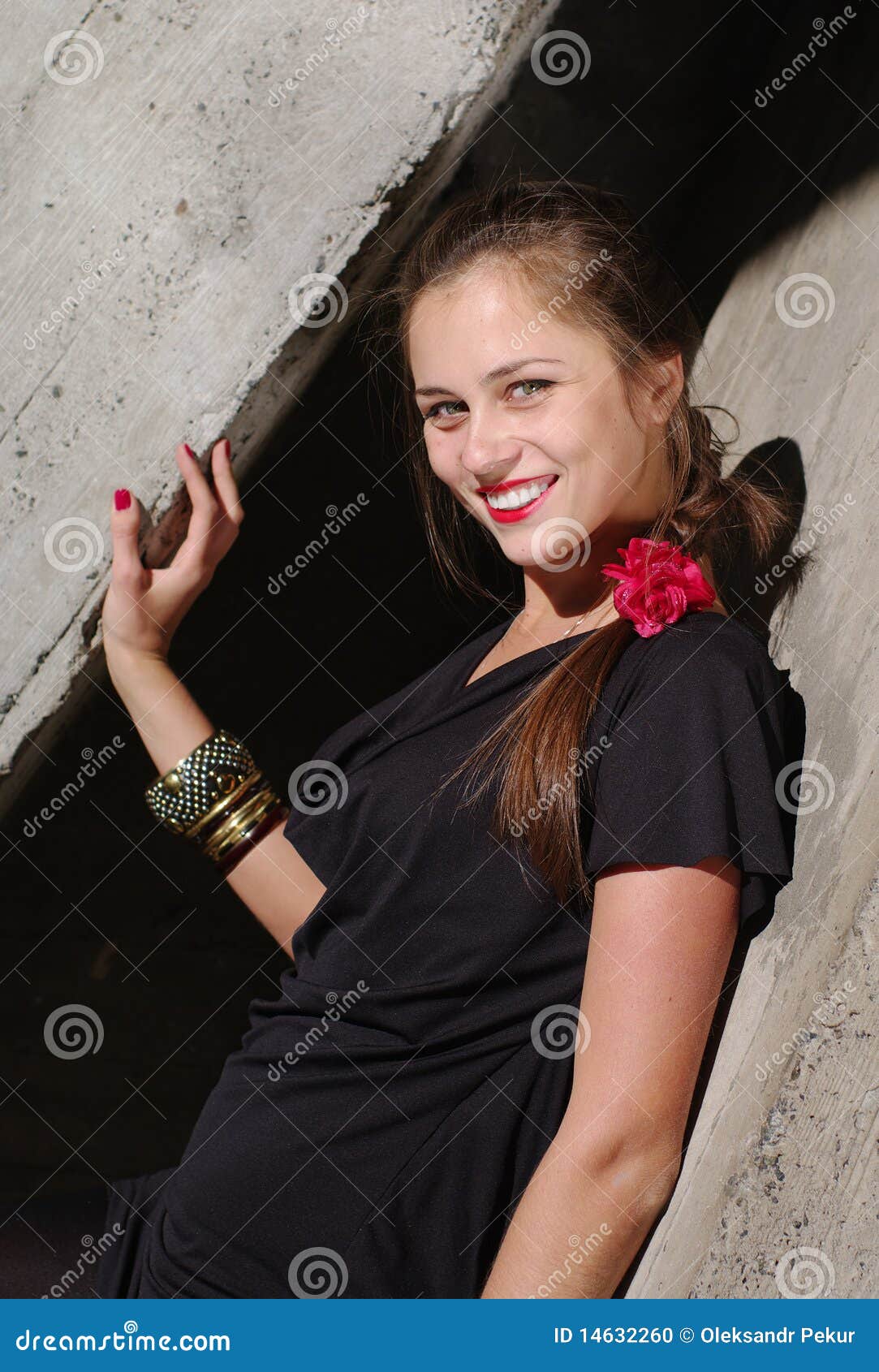 Fashion Model Lean by the Concrete Stock Photo - Image of girl ...