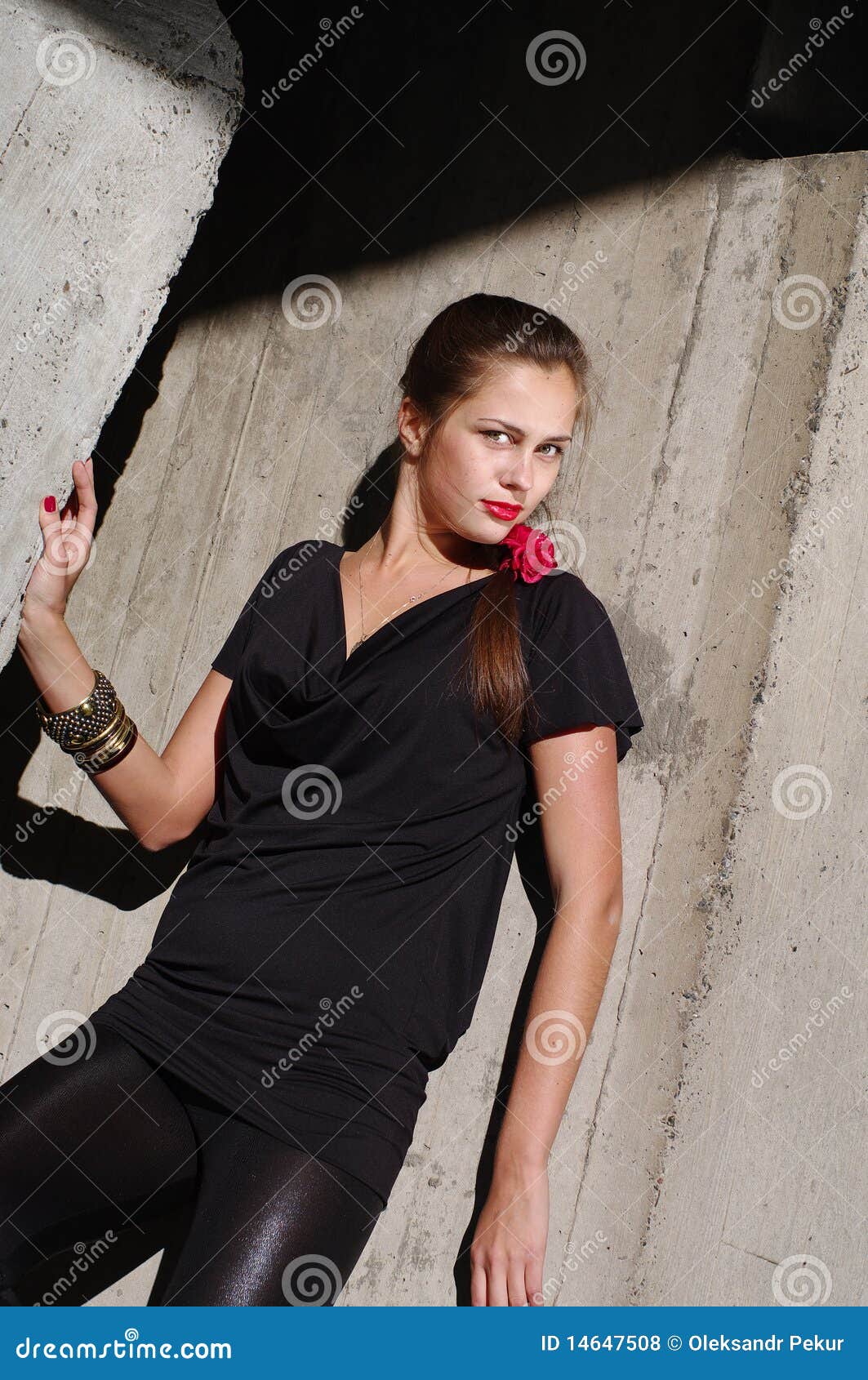 Fashion Model Lean by the Concrete Stock Photo - Image of young, length ...