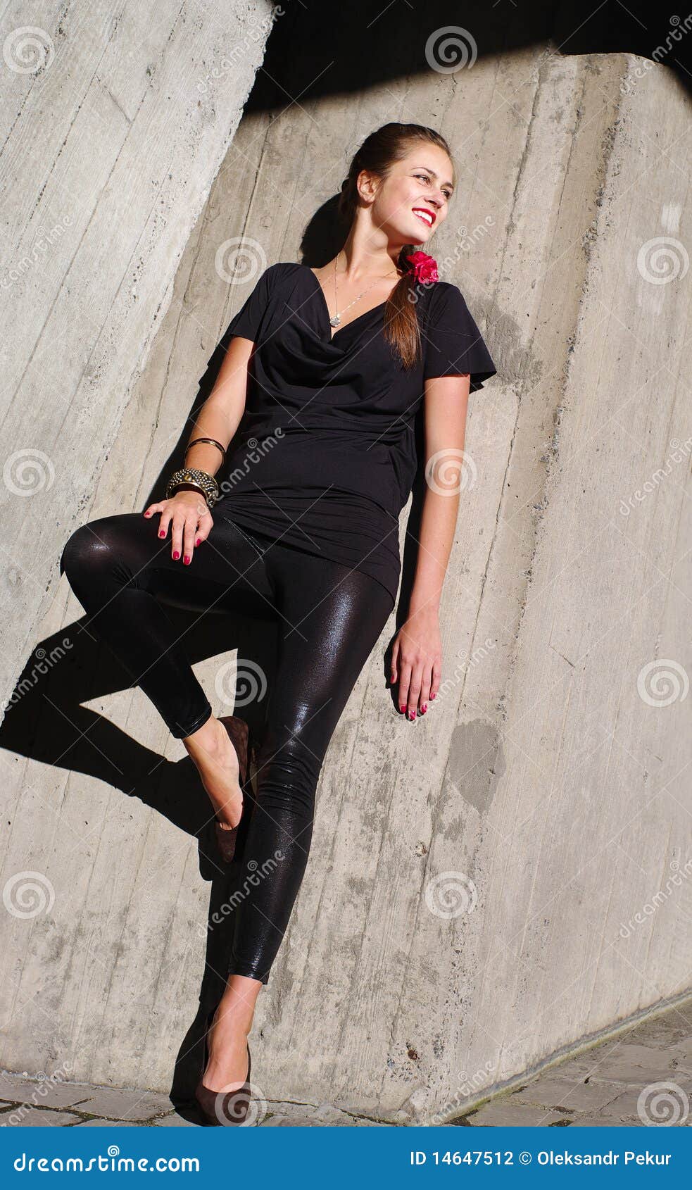 Fashion Model Lean by the Concrete Stock Photo - Image of person, urban ...