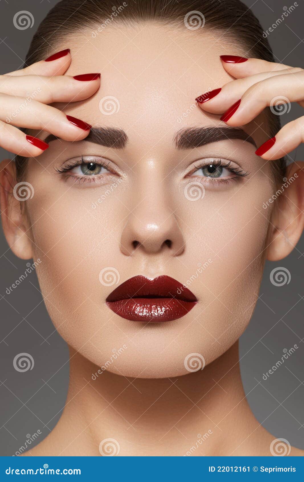 Fashion Model with Lips Make-up, Manicure on Nails Stock Image - Image ...