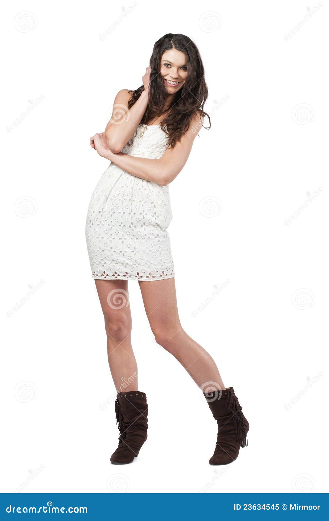 Fashion Model with Long Curly Hair. Stock Image - Image of happy, cute ...