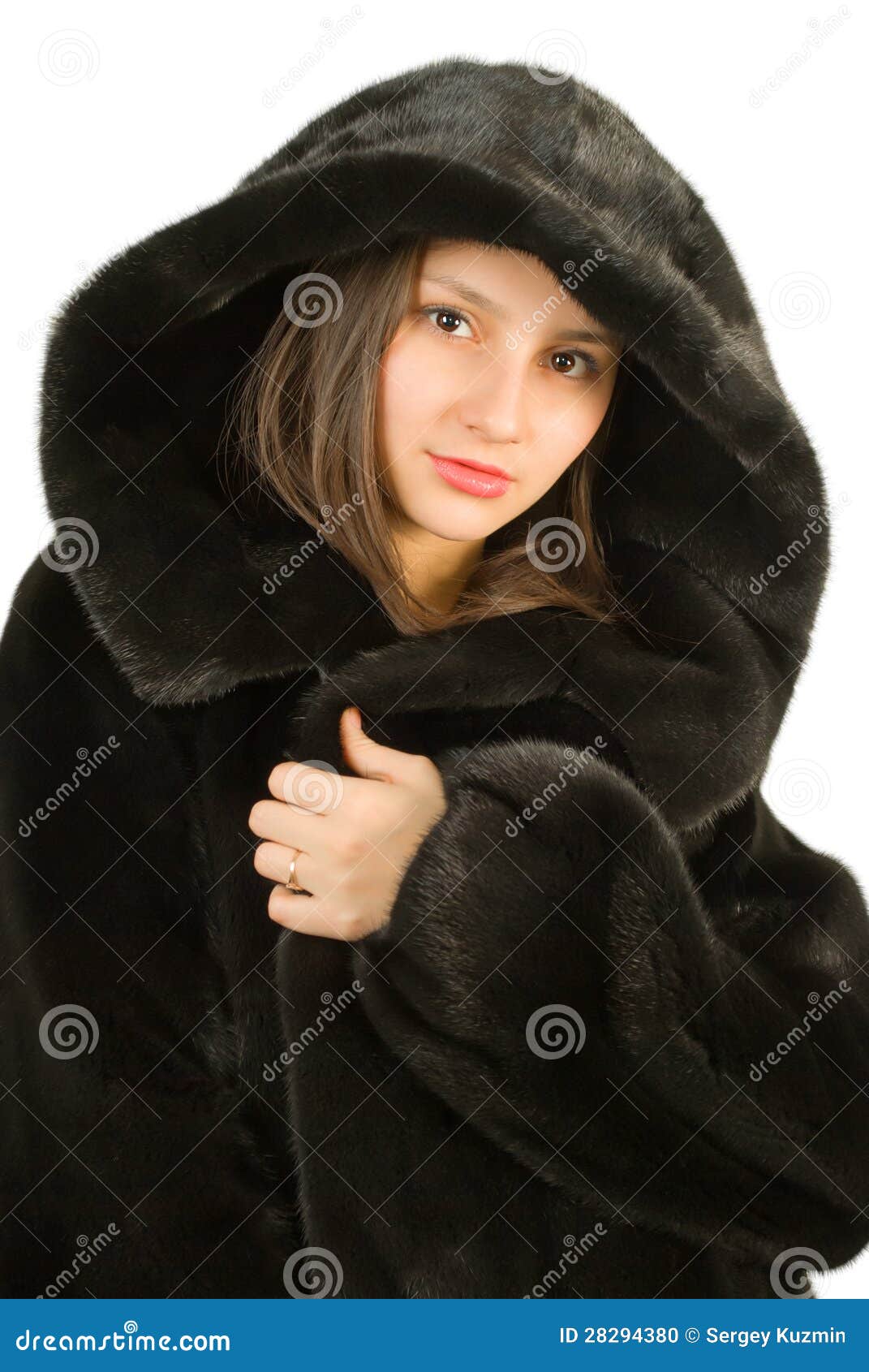 Fashion Model in a Mink Coat. Stock Photo - Image of isolated, charm ...