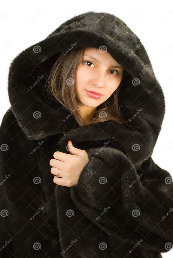 Fashion Model in a Mink Coat. Stock Photo - Image of isolated, charm ...