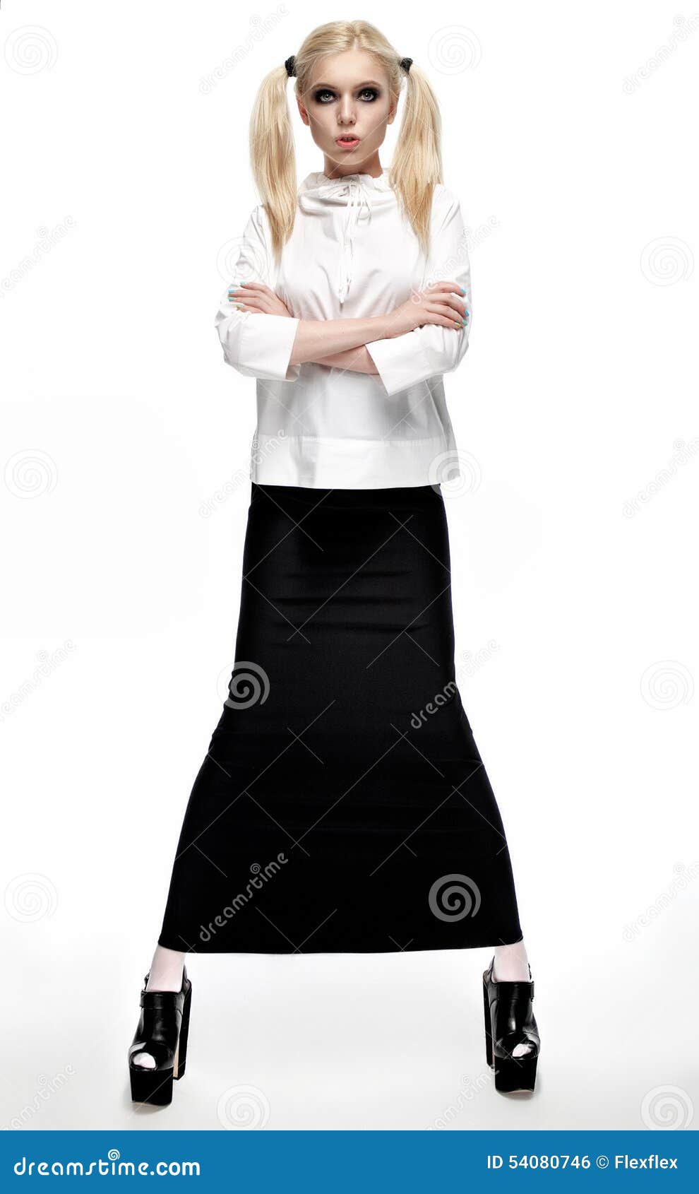 Fashion Model in Modern Outfit Stock Photo - Image of contrast, lips ...