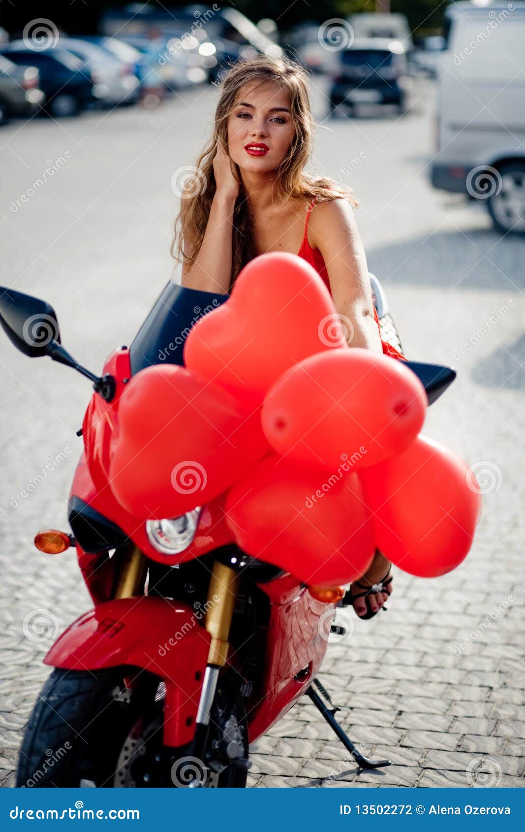 Fashion Model on Motorcycle Stock Photo - Image of beautiful, long ...
