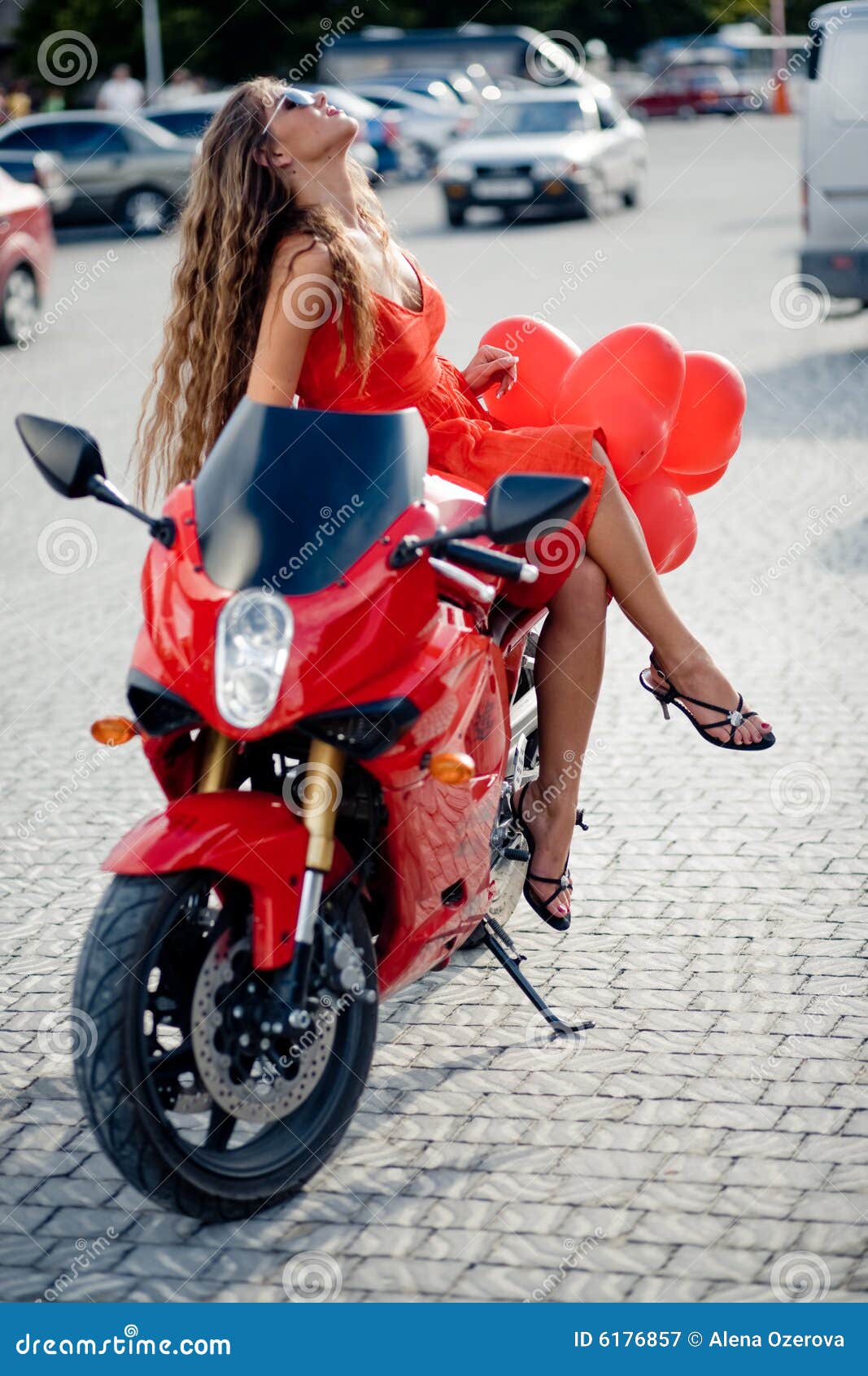 Fashion Model on Motorcycle Stock Image - Image of glamour, urban: 6176857
