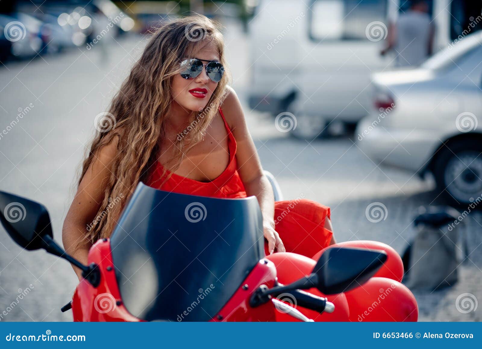 Fashion Model on Motorcycle Stock Photo - Image of urban, temptation ...