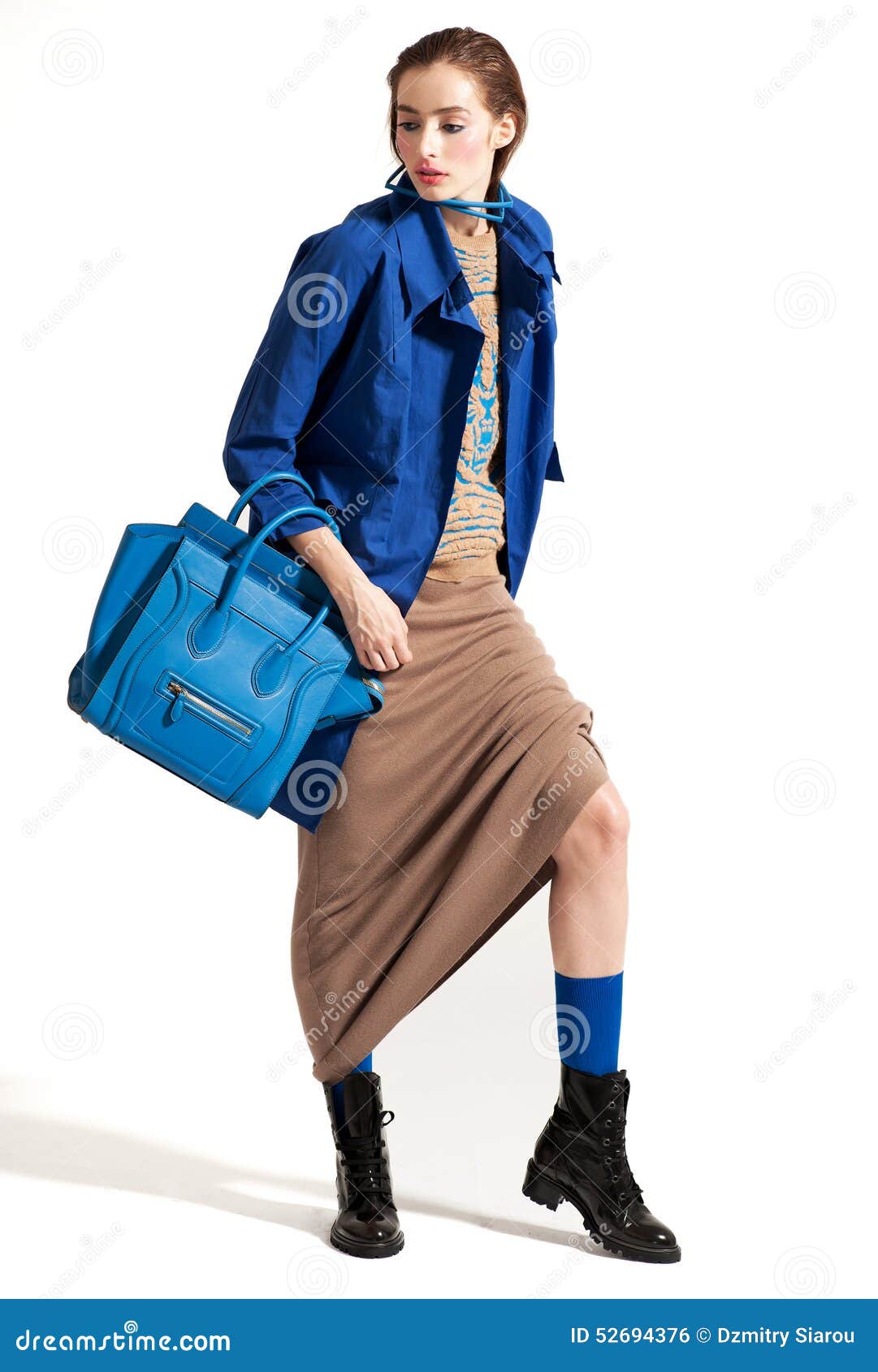 Fashion Model Pose on Light Background Stock Photo - Image of graceful ...