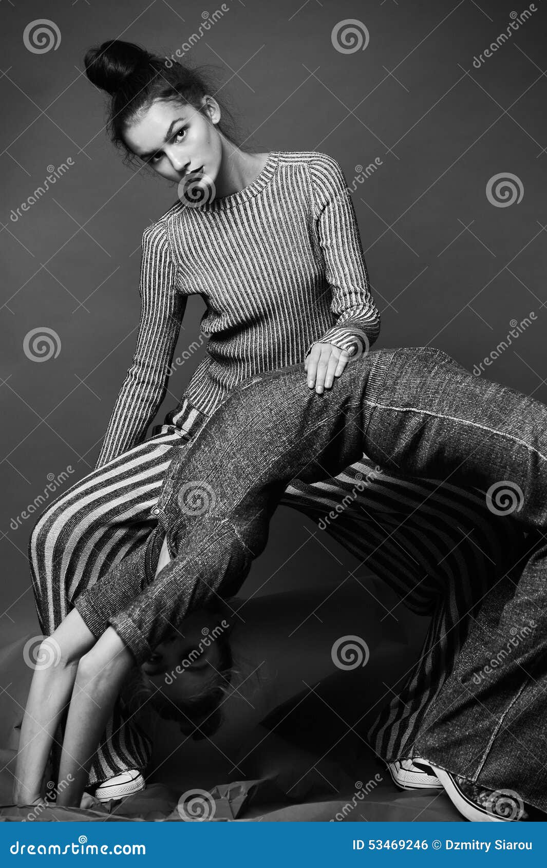 Fashion Model Pose on Light Background Stock Photo - Image of lifestyle ...