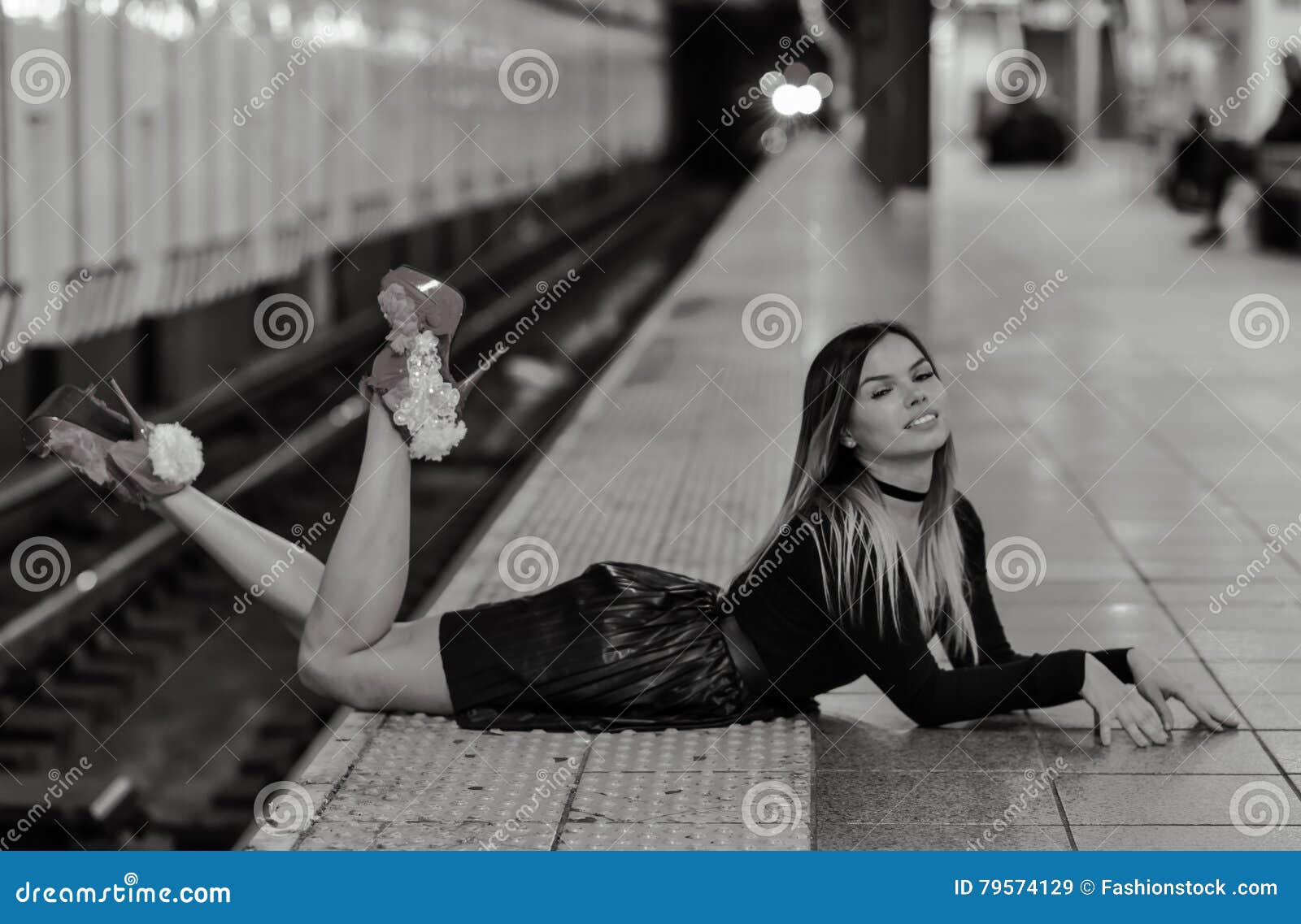 Fashion Model Posing in NYC Subway. Stock Image - Image of gorgeous ...