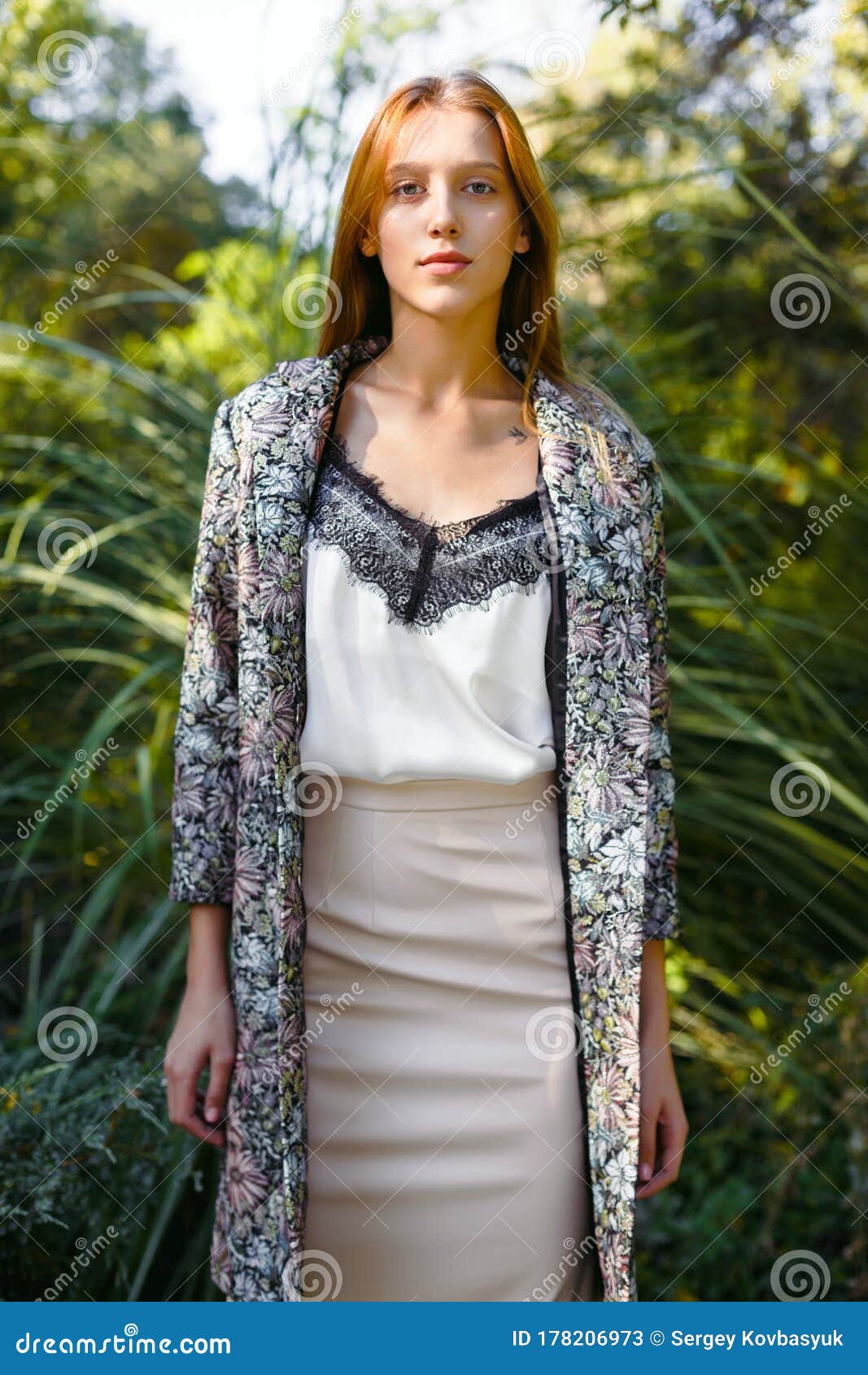 Fashion Model Posing Outdoors in Park Stock Image - Image of ...