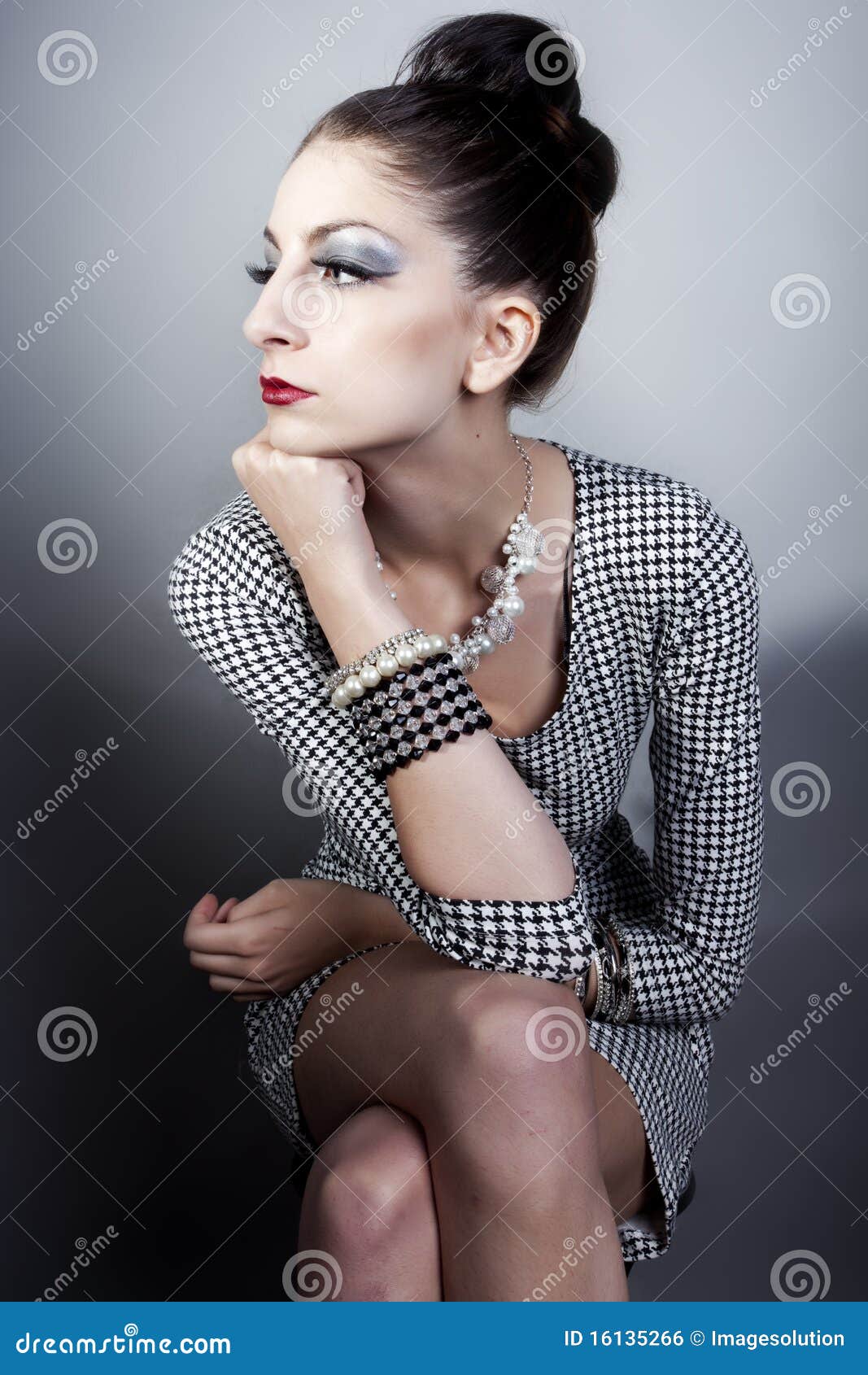 Fashion Model Posing Sitting Stock Photo - Image of beauty ...