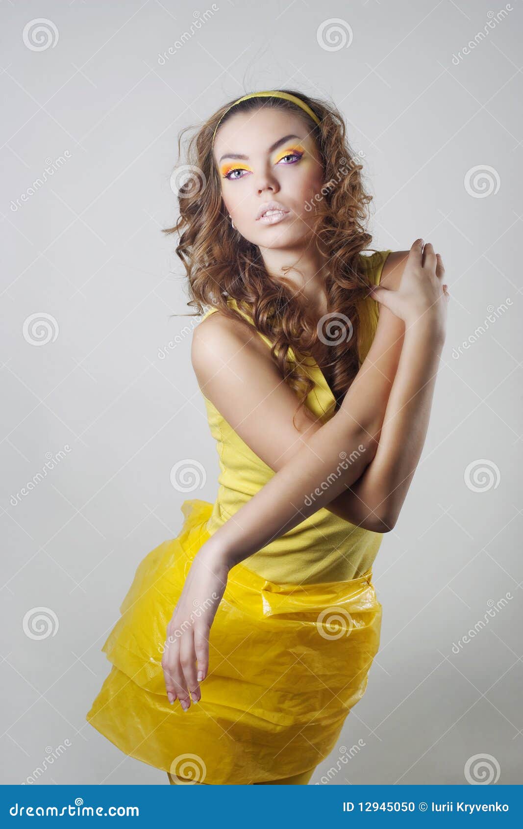 Fashion Model Posing in Studio Stock Photo - Image of dress, hairstyle ...
