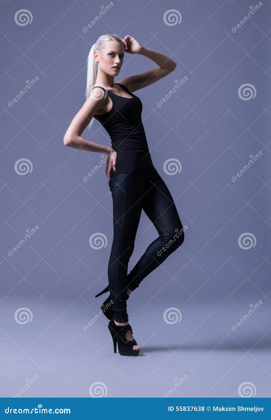 Fashion Model Posing in a Studio Stock Photo - Image of pose, body ...