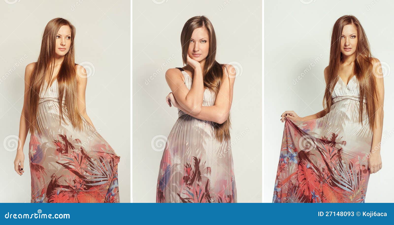 Fashion Model Posing on White Background in the Studio. Stock Image ...