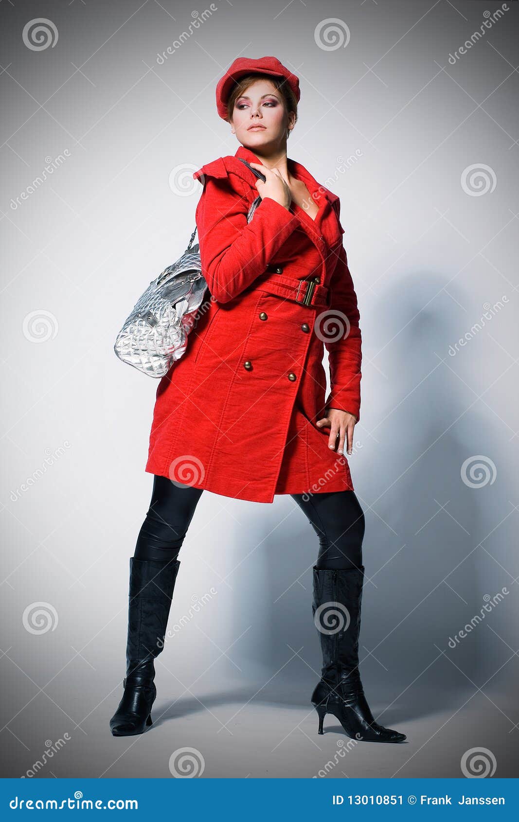 Fashion model in red stock image. Image of makeup, legging - 13010851