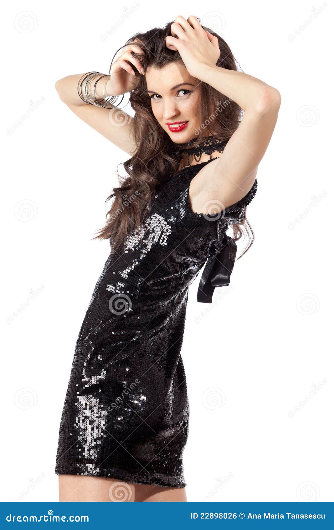 Fashion Model in Sequin Dress Stock Photo - Image of bright, beautiful ...