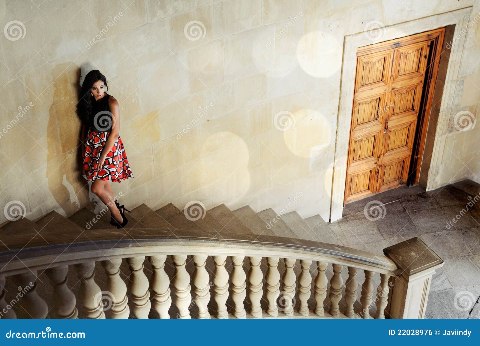Fashion model in stairs stock photo. Image of seductive - 22028976