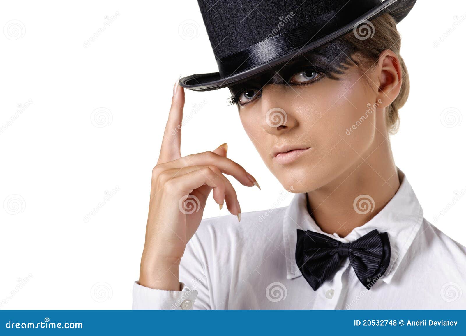 Fashion model in top hat stock photo. Image of posing - 20532748