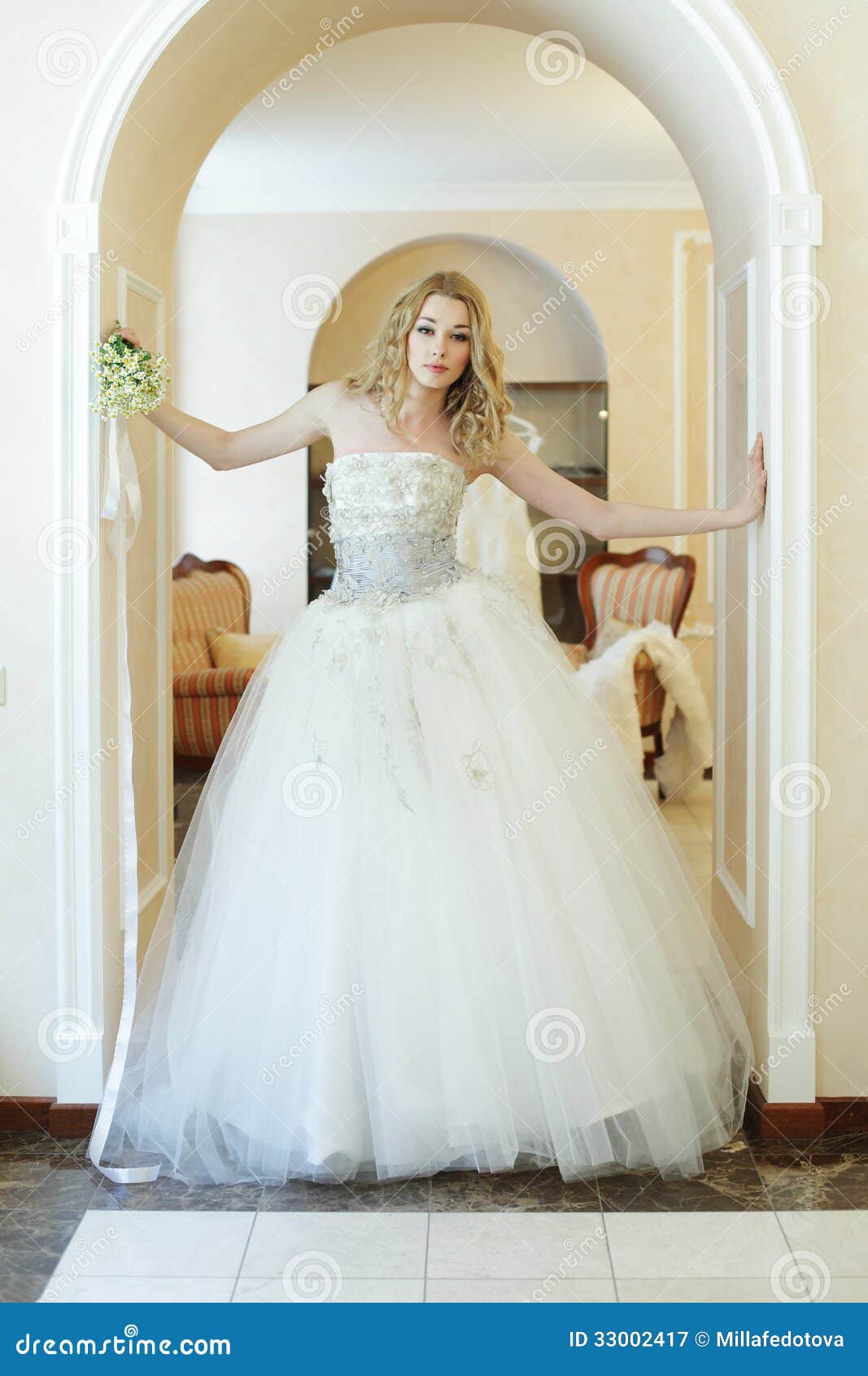 Fashion Model in White Dress Stock Image - Image of flower, beauty ...