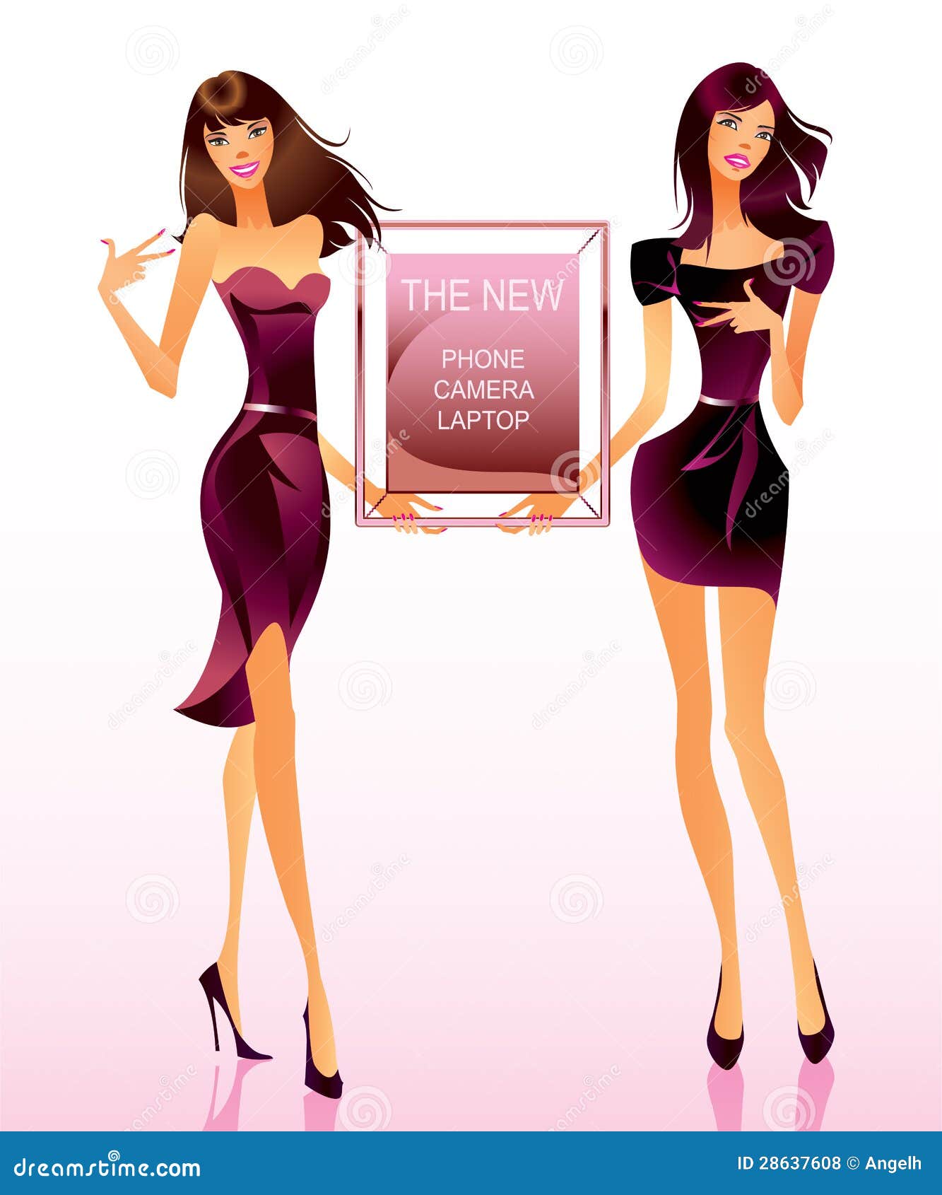 Fashion Models with Advertising Stock Vector - Illustration of flash ...