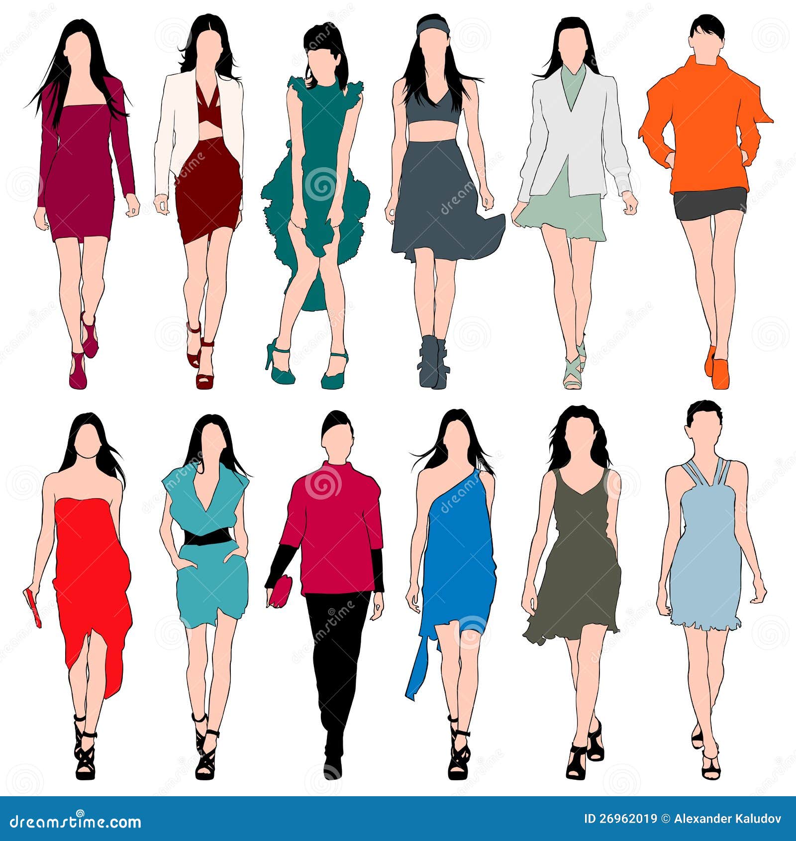 Fashion Models Silhouettes Vector Set Stock Illustration - Illustration ...
