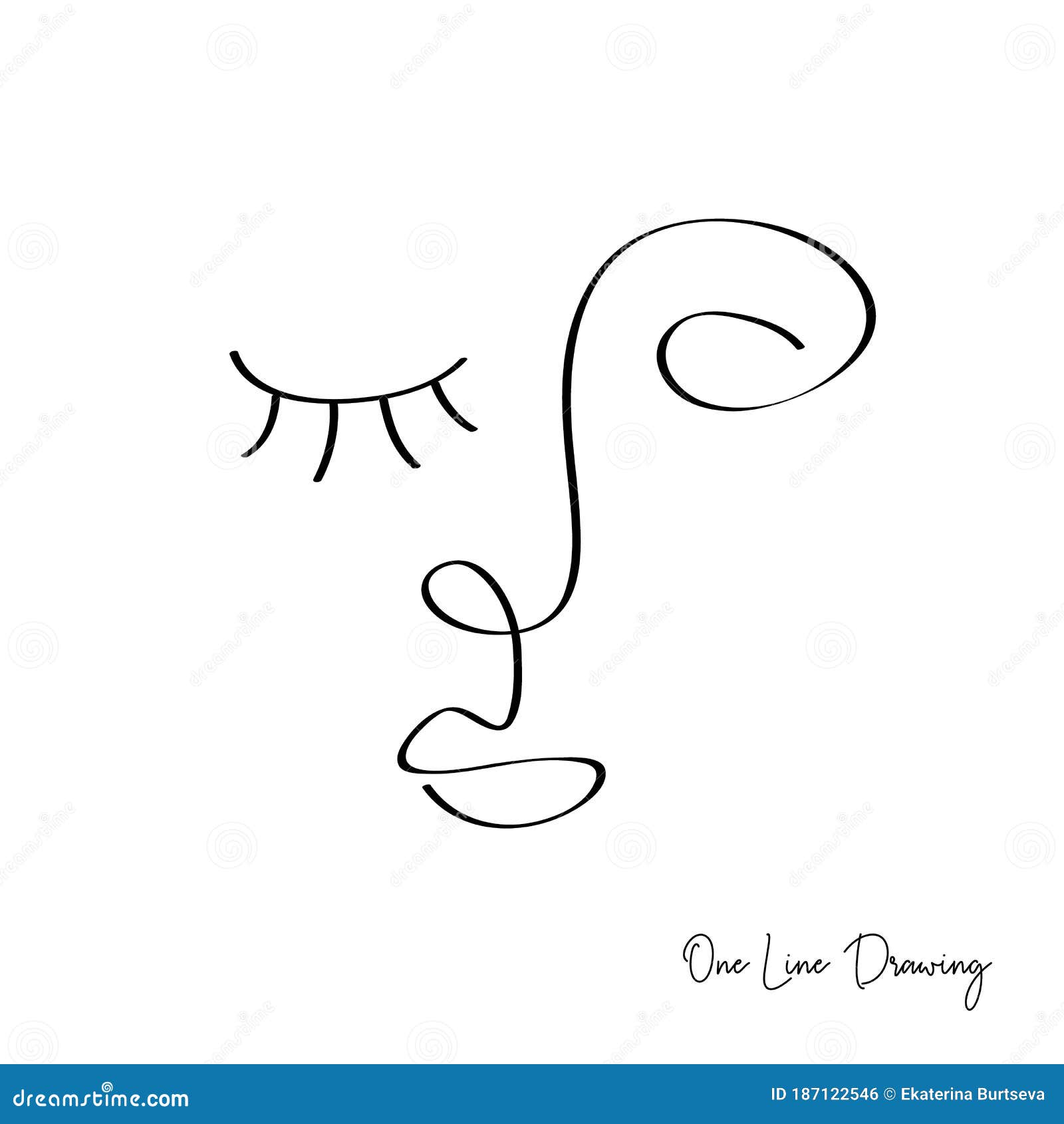 Fashion One Line Drawing Women Faces Stock Vector Illustration Of