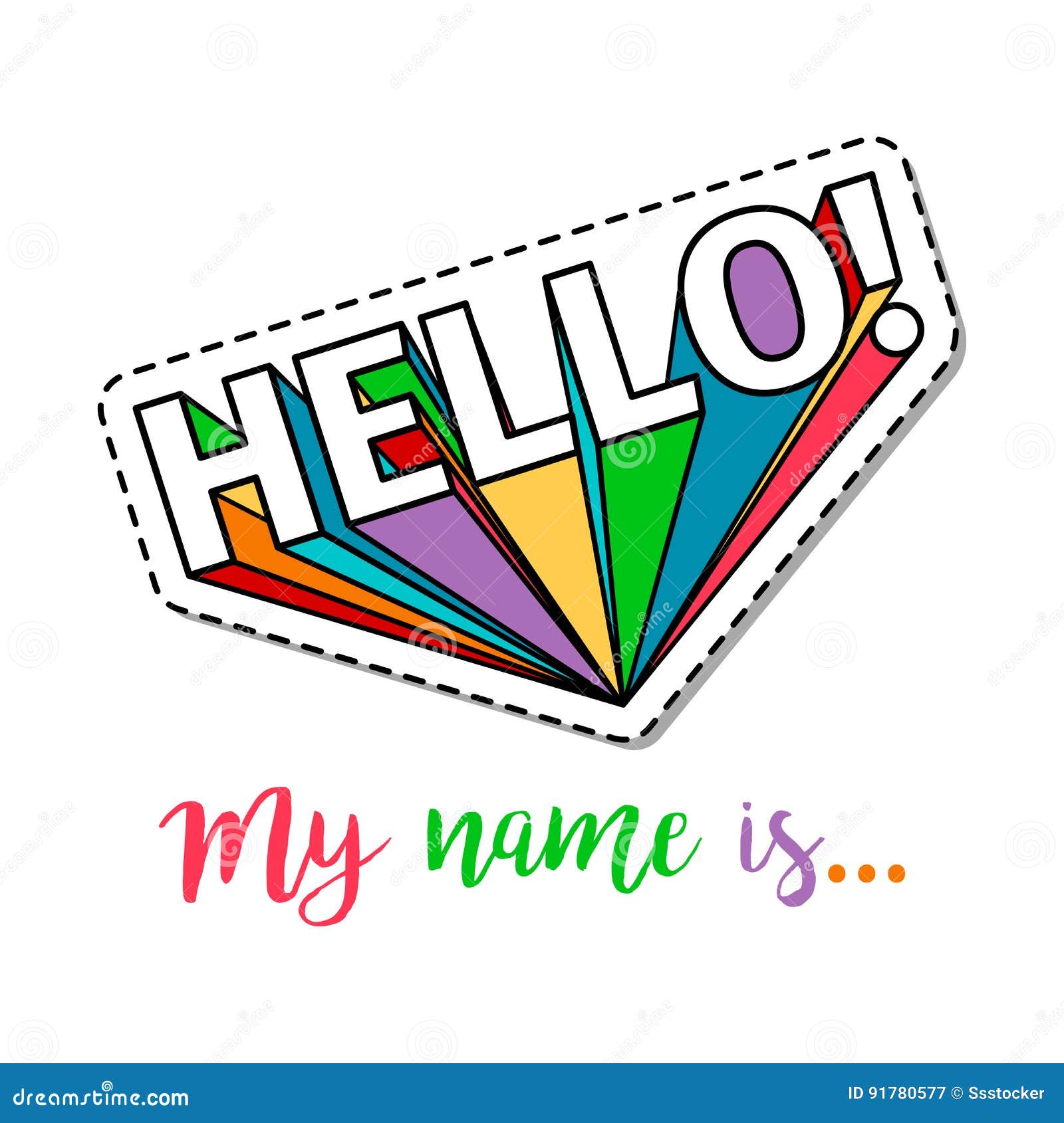 Fashion Patch with Hello Lettering Stock Vector - Illustration of ...