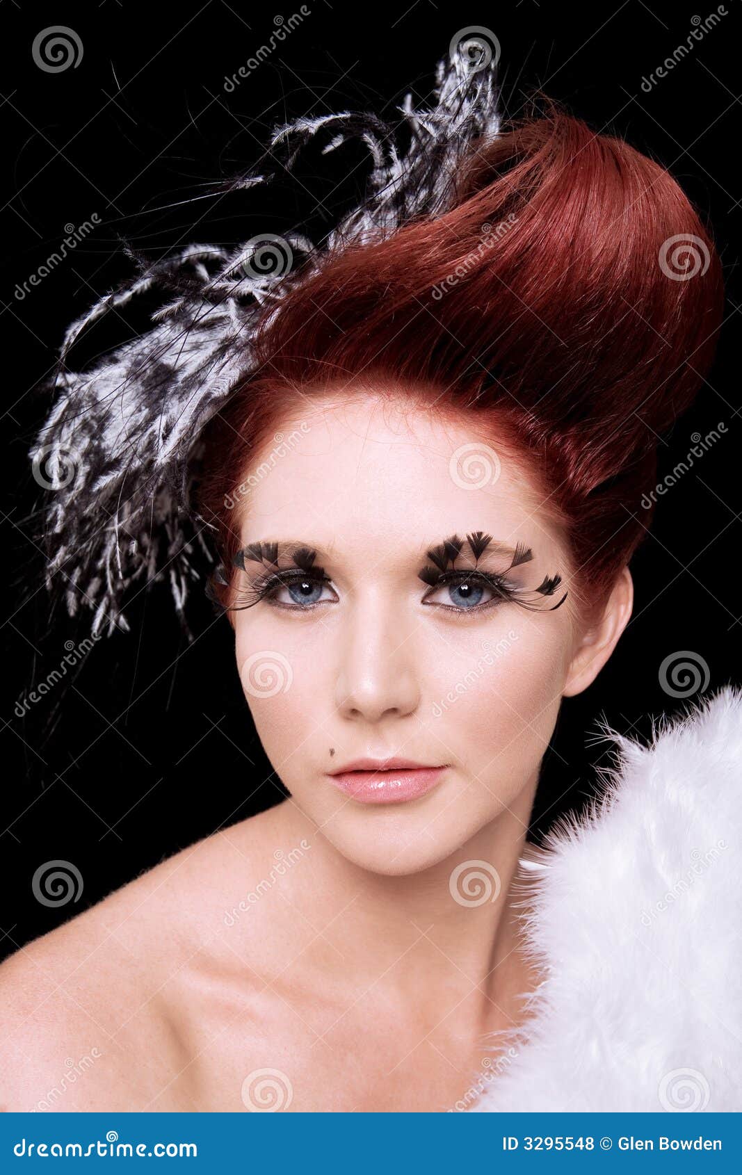 Fashion Portrait with Feathers Stock Photo - Image of hair, lash: 3295548