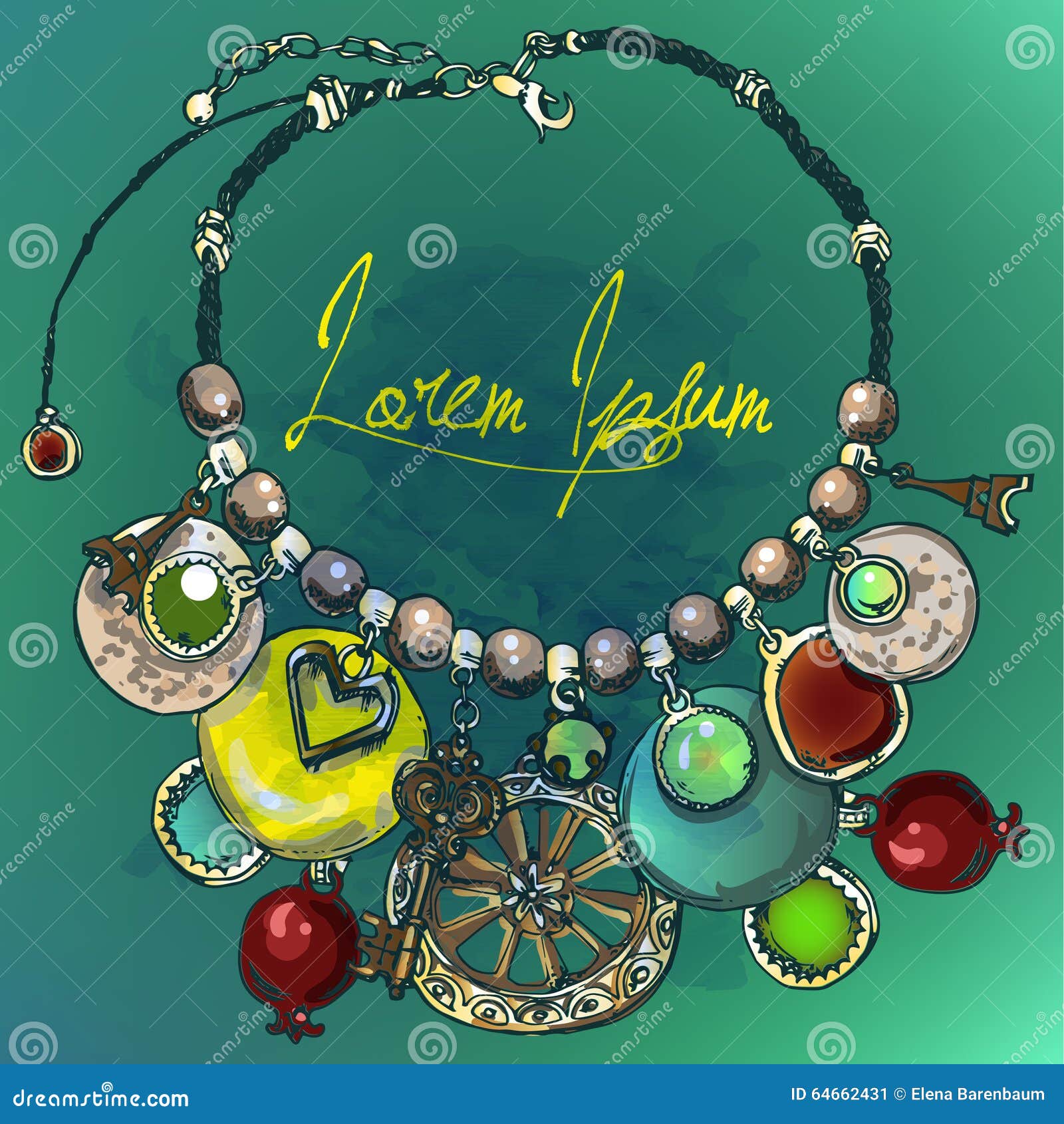 Fashion Round Frame - Necklace Stock Vector - Illustration of ...