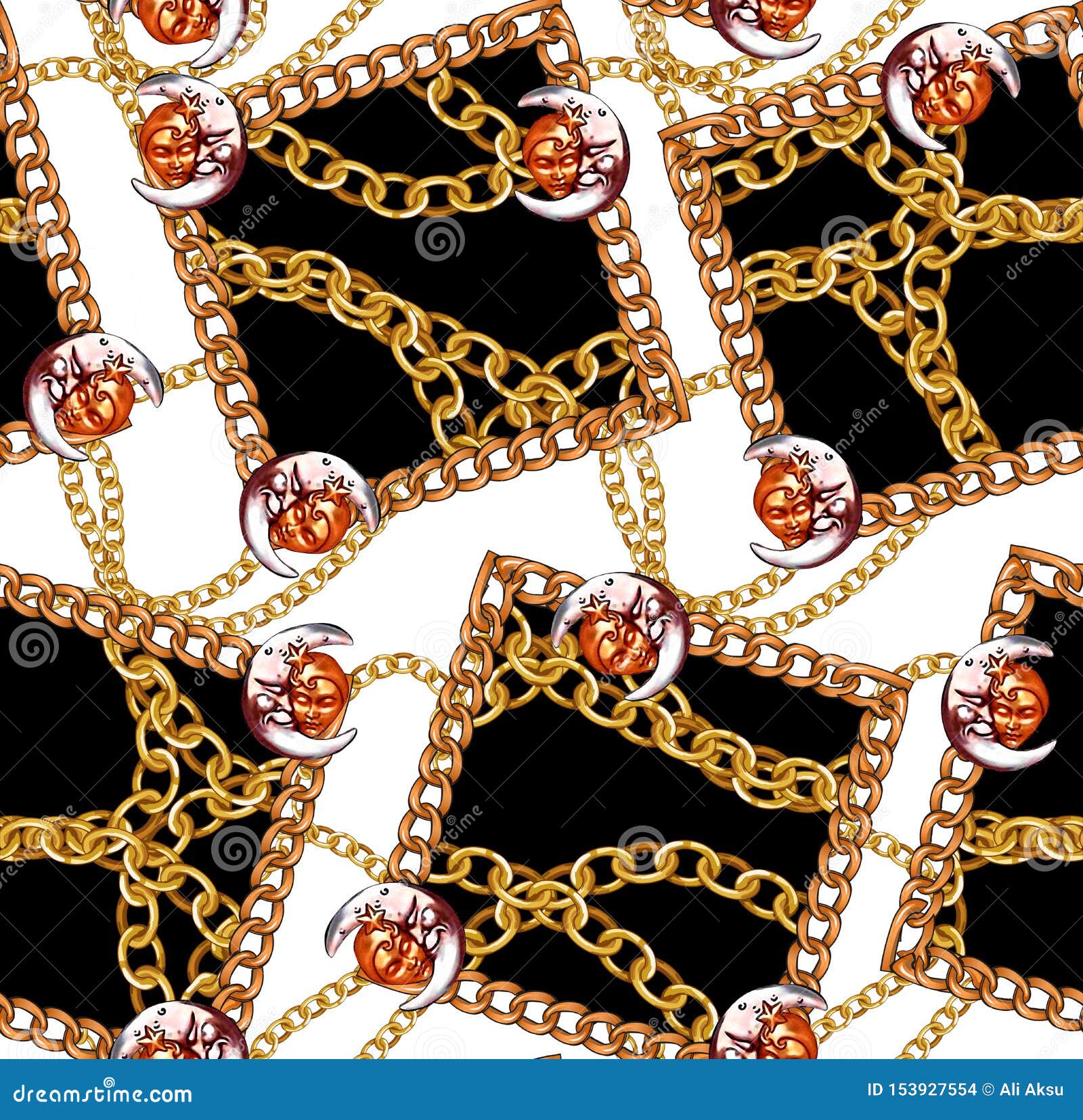 Golden Chains With White Background Seamless Texture Royalty-Free Stock ...