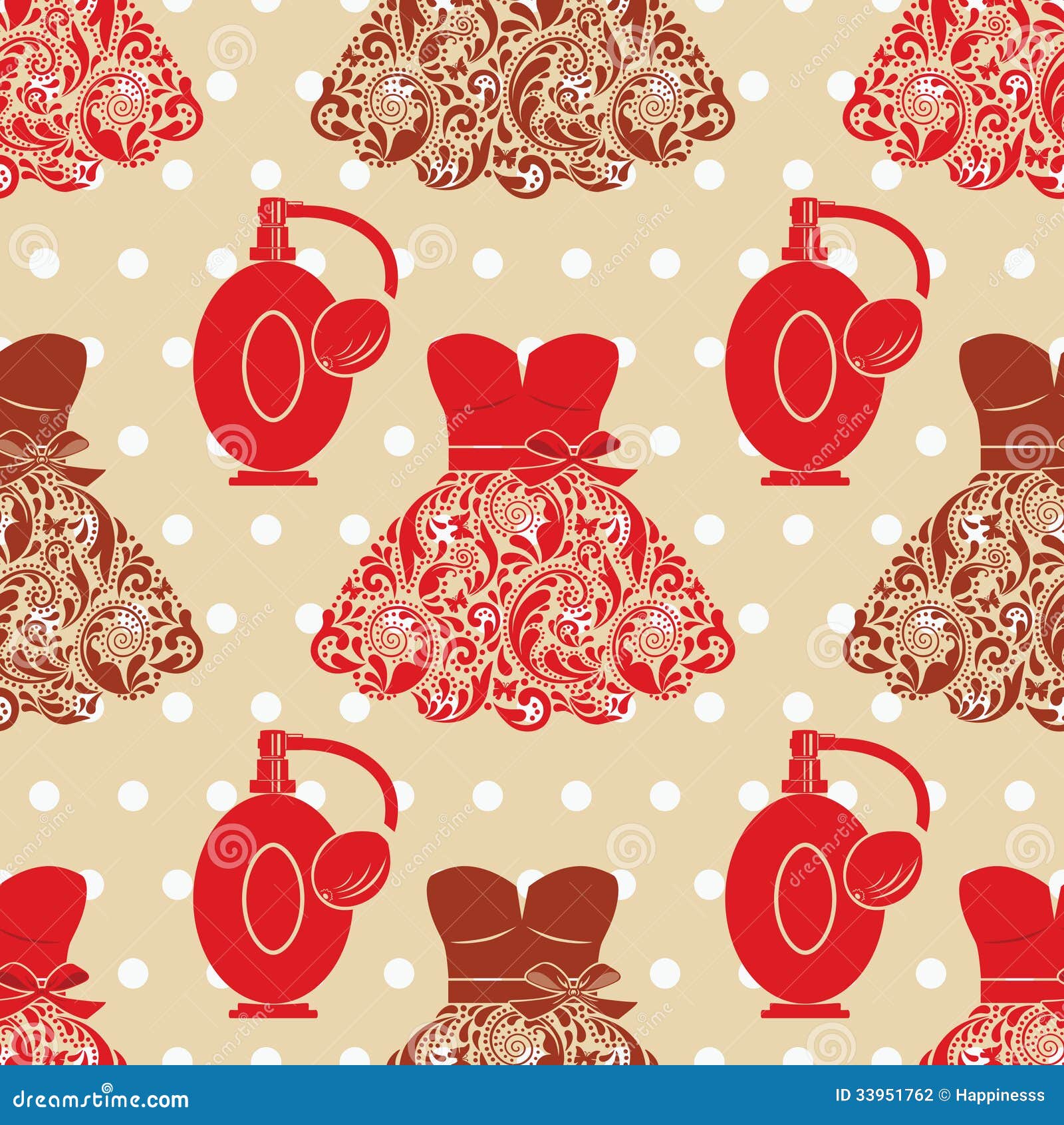 Fashion Seamless Texture With Dresses And Perfume. Vector Illustration ...