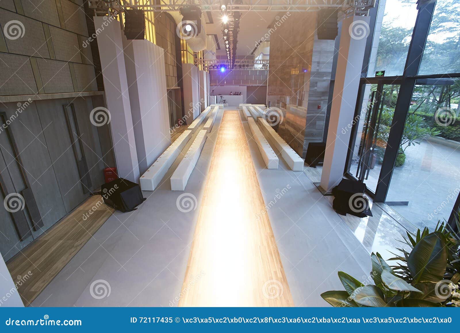 Fashion Show Runway Empty Interior Stock Image - Image of walk, model ...