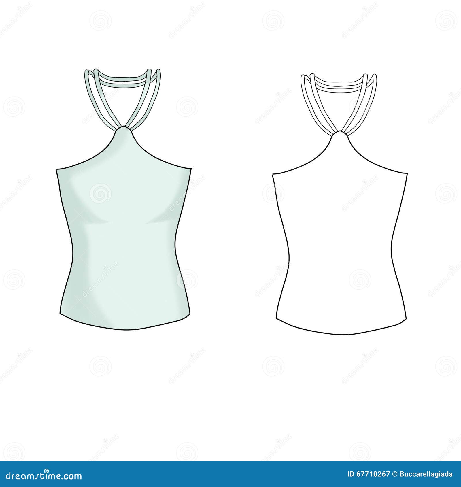 Fashion Sketch Template - Tank Top with Strings Collar Stock ...