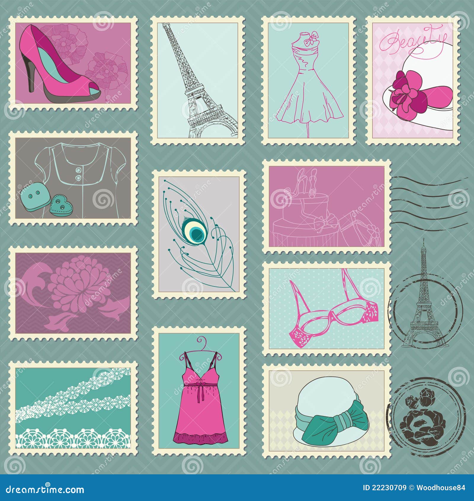 Fashion Stamp Collection stock vector. Illustration of create - 22230709