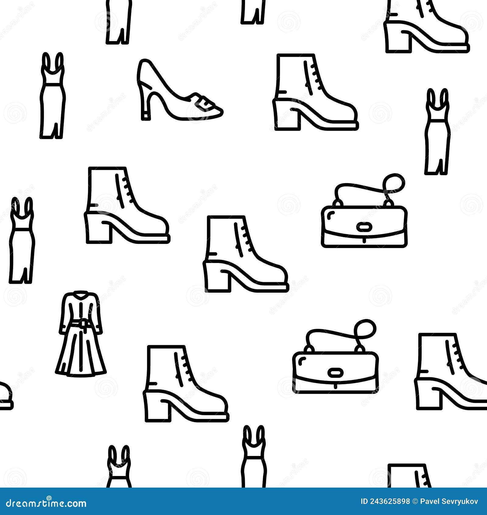 Fashion Store Garment and Shoes Vector Seamless Pattern Stock Vector ...