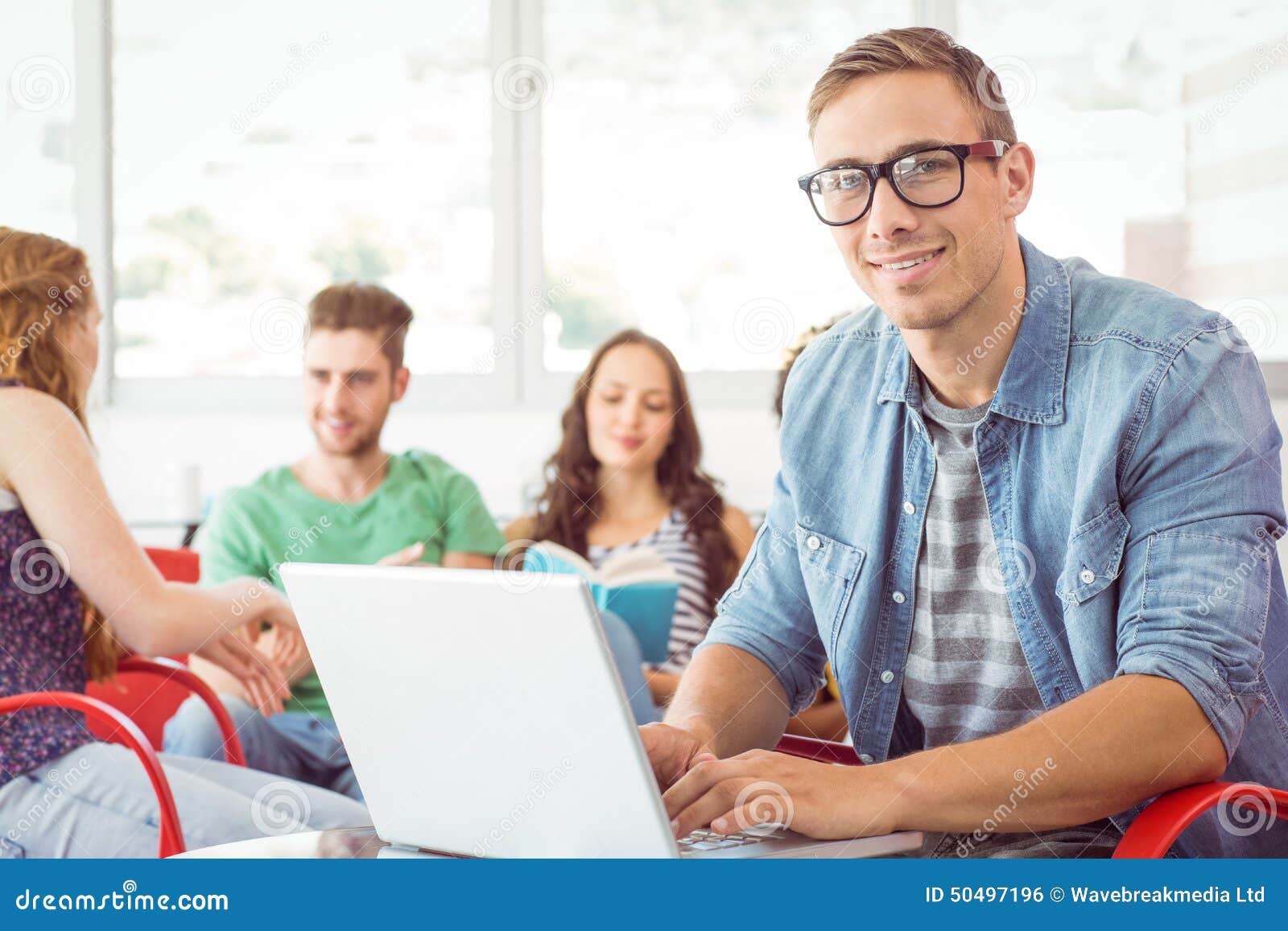 Fashion Student Using His Laptop Stock Photo - Image of classmates ...