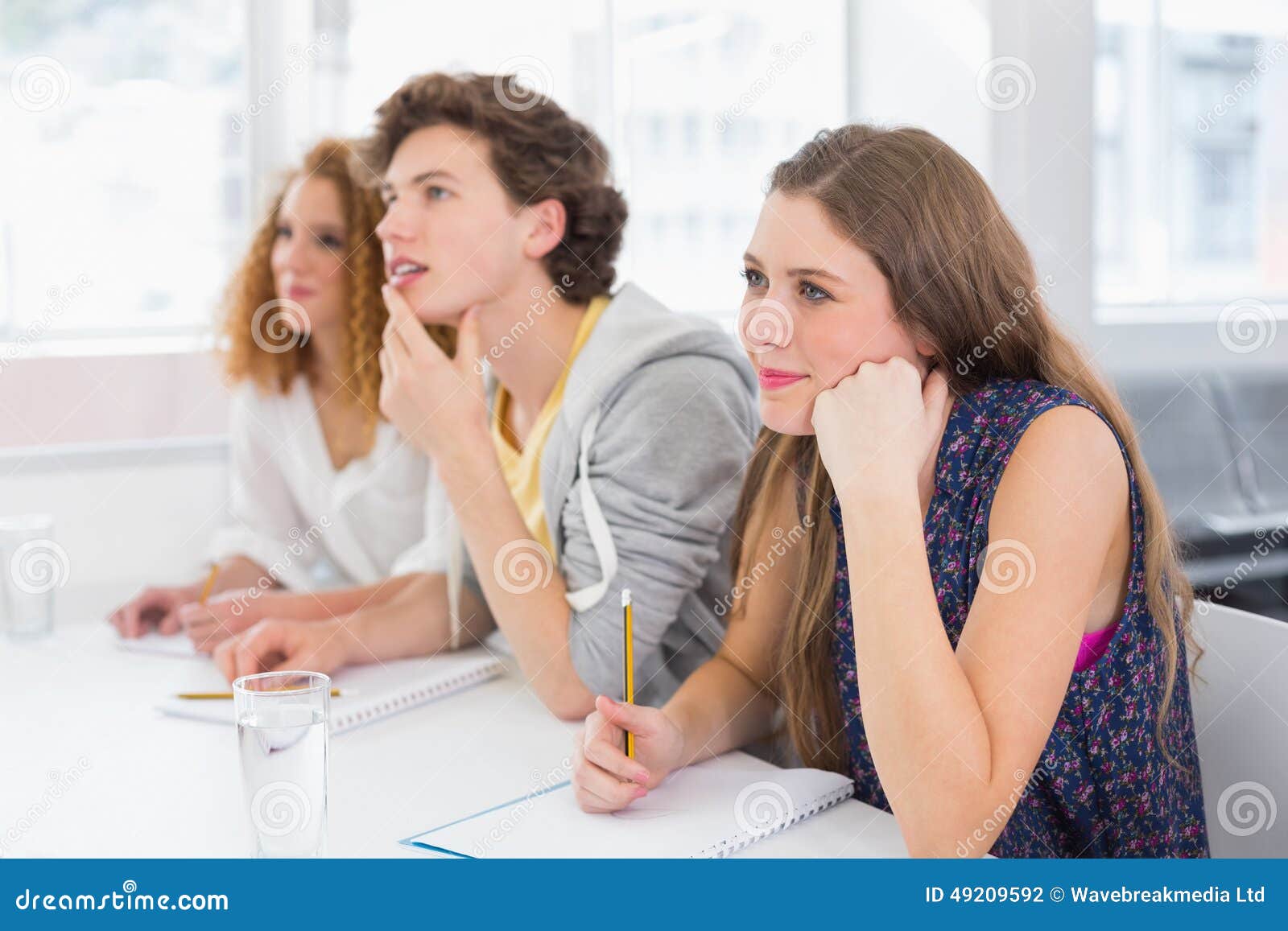 Fashion Students Being Attentive in Class Stock Photo - Image of happy ...
