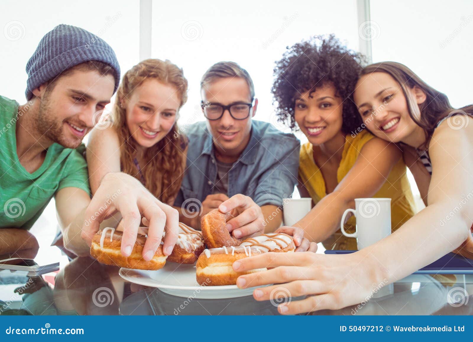 Fashion Students Eating Doughnuts Stock Photo - Image of fashionable ...