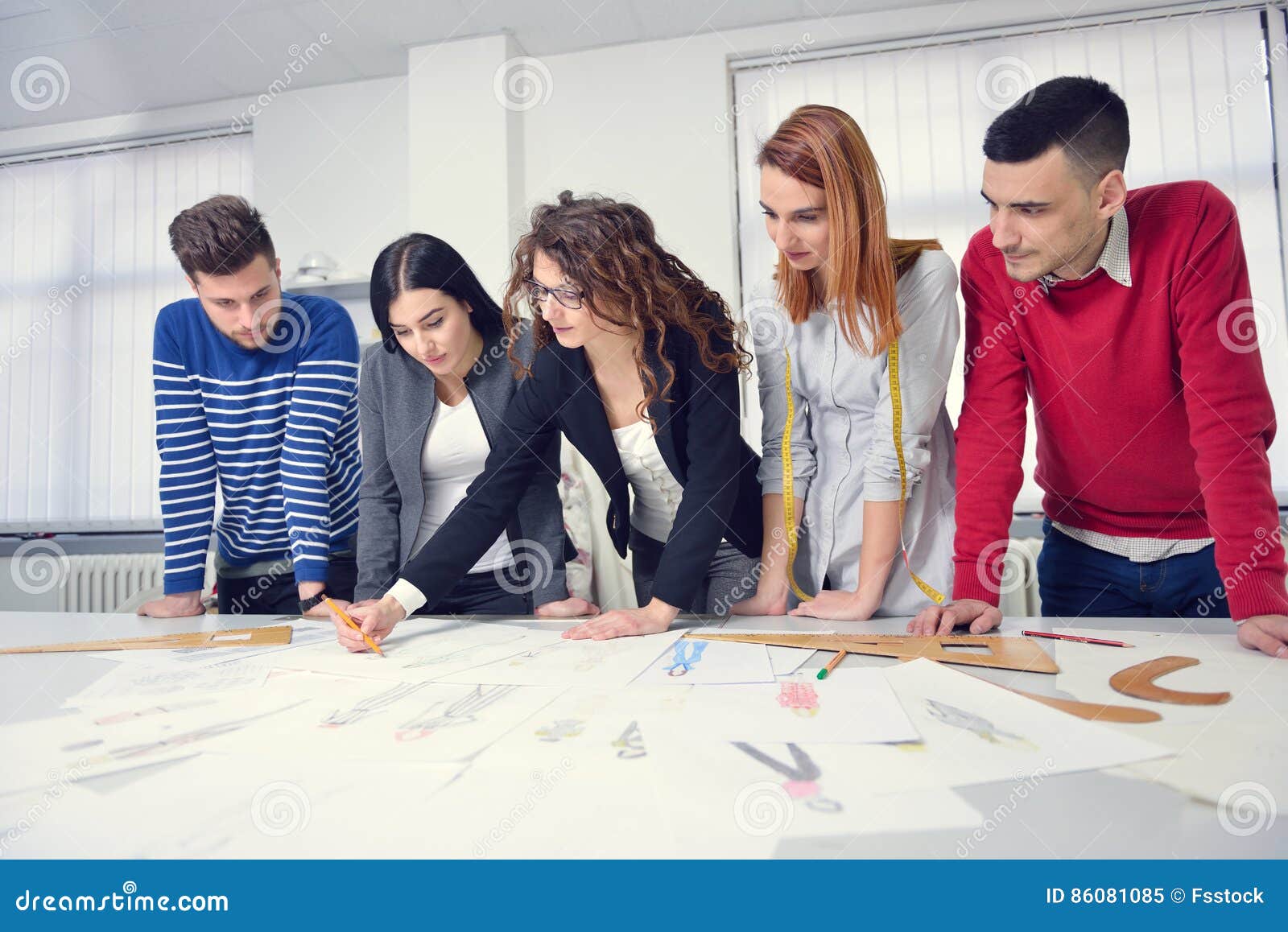 Fashion Students Working As a Team at the College Stock Image - Image ...