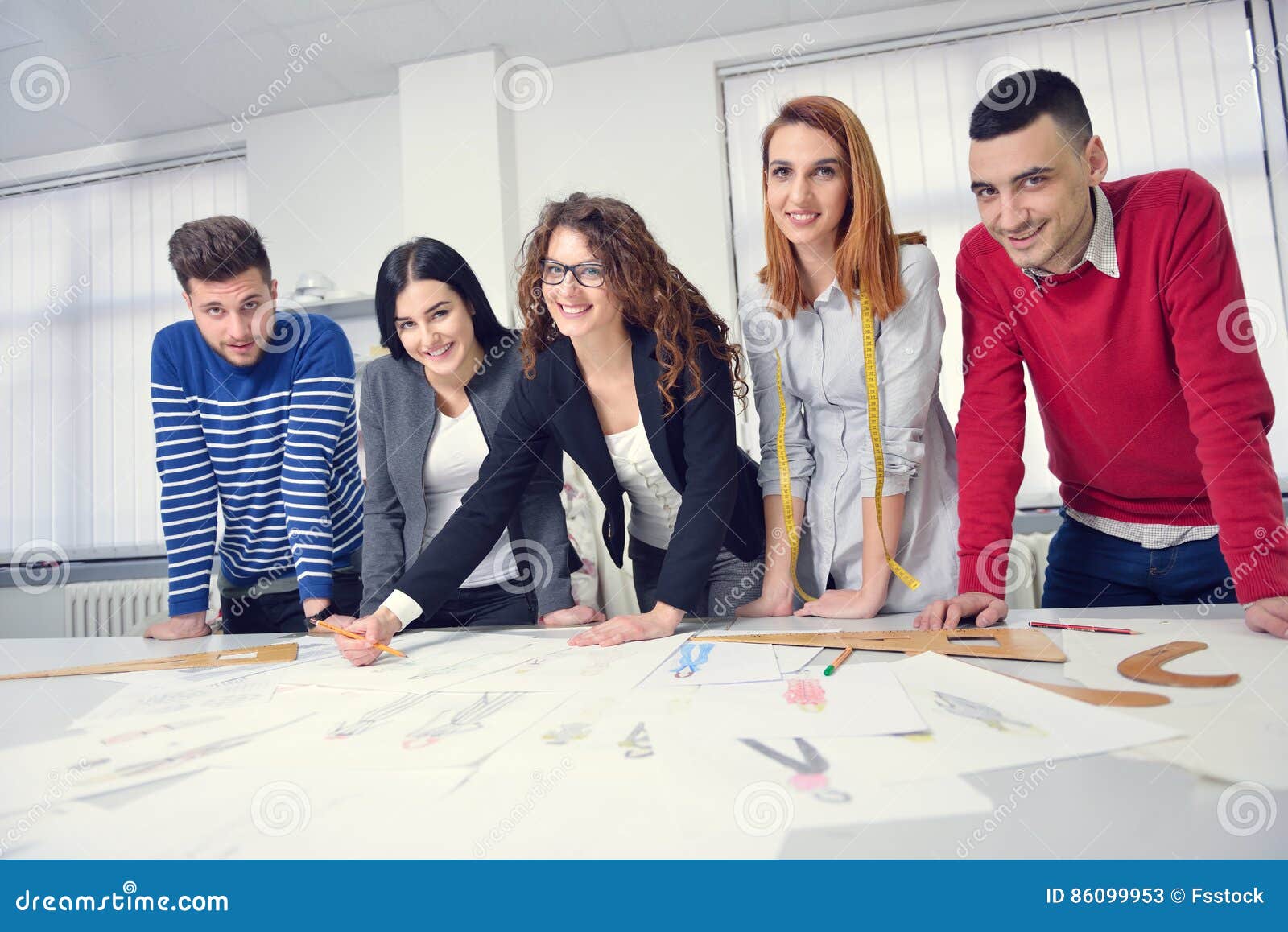 Fashion Students Working As a Team at the College Stock Image - Image ...