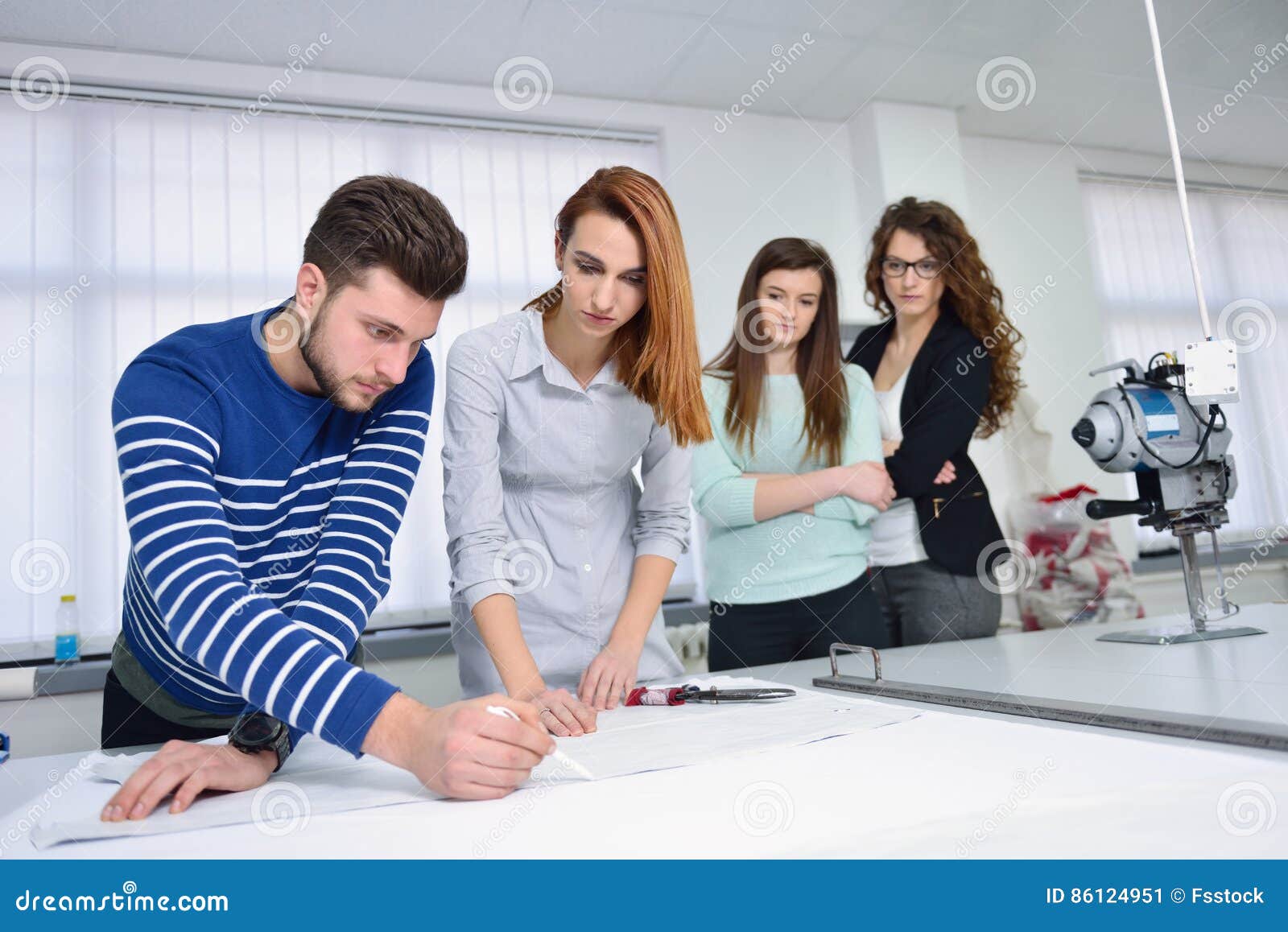 Fashion Students Working As a Team at the College Stock Image - Image ...