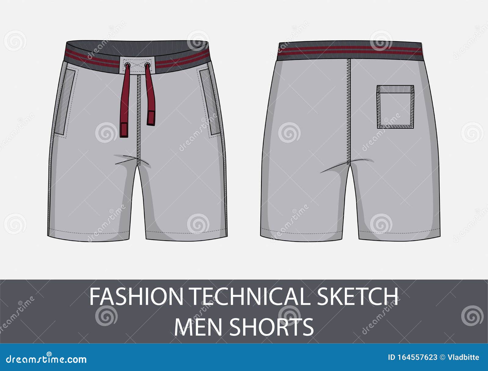 Fashion Technical Sketch for Men Shorts Stock Vector - Illustration of ...